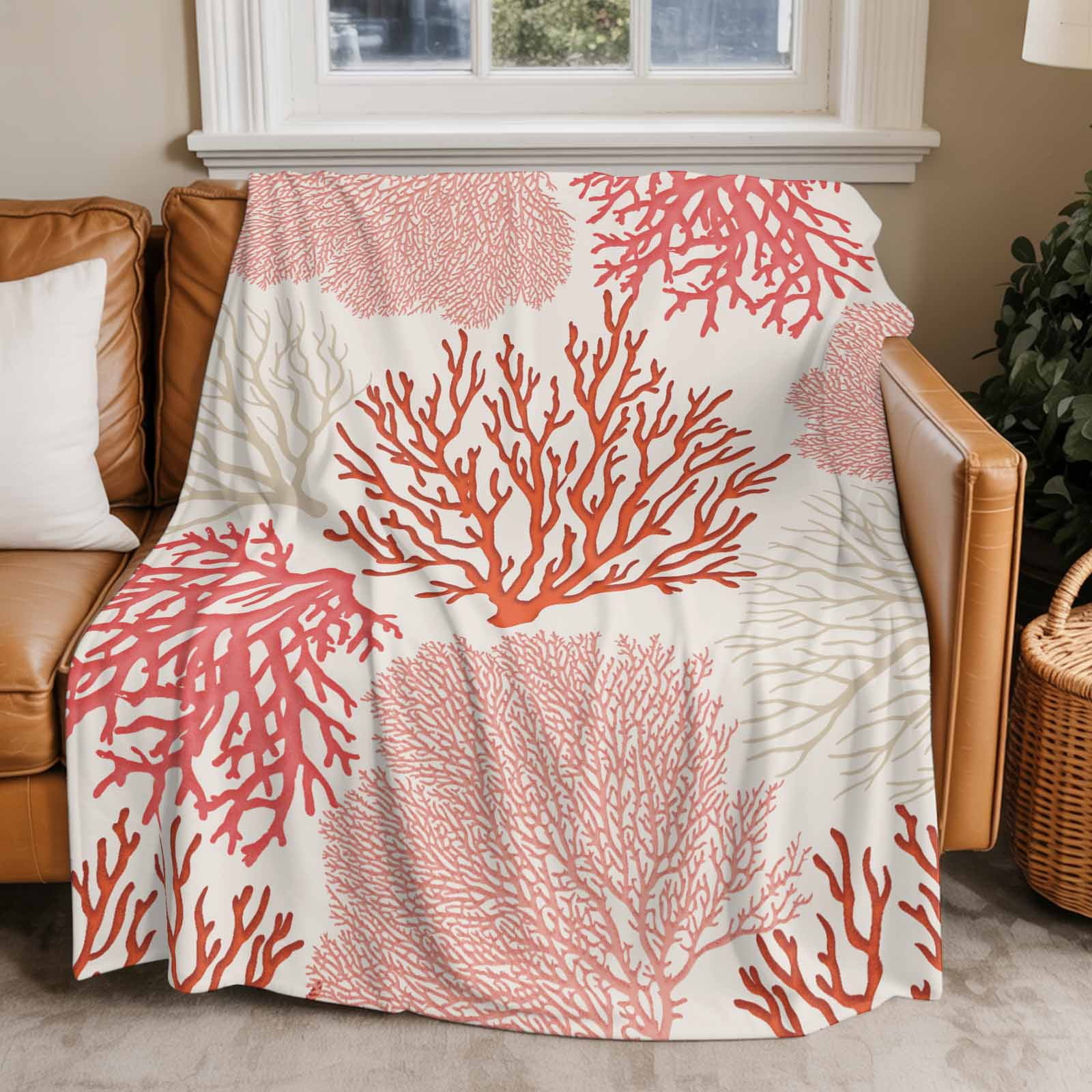 Throw Blanket for Couch Pink Red Coral Soft Fleece Flannel Blankets ...