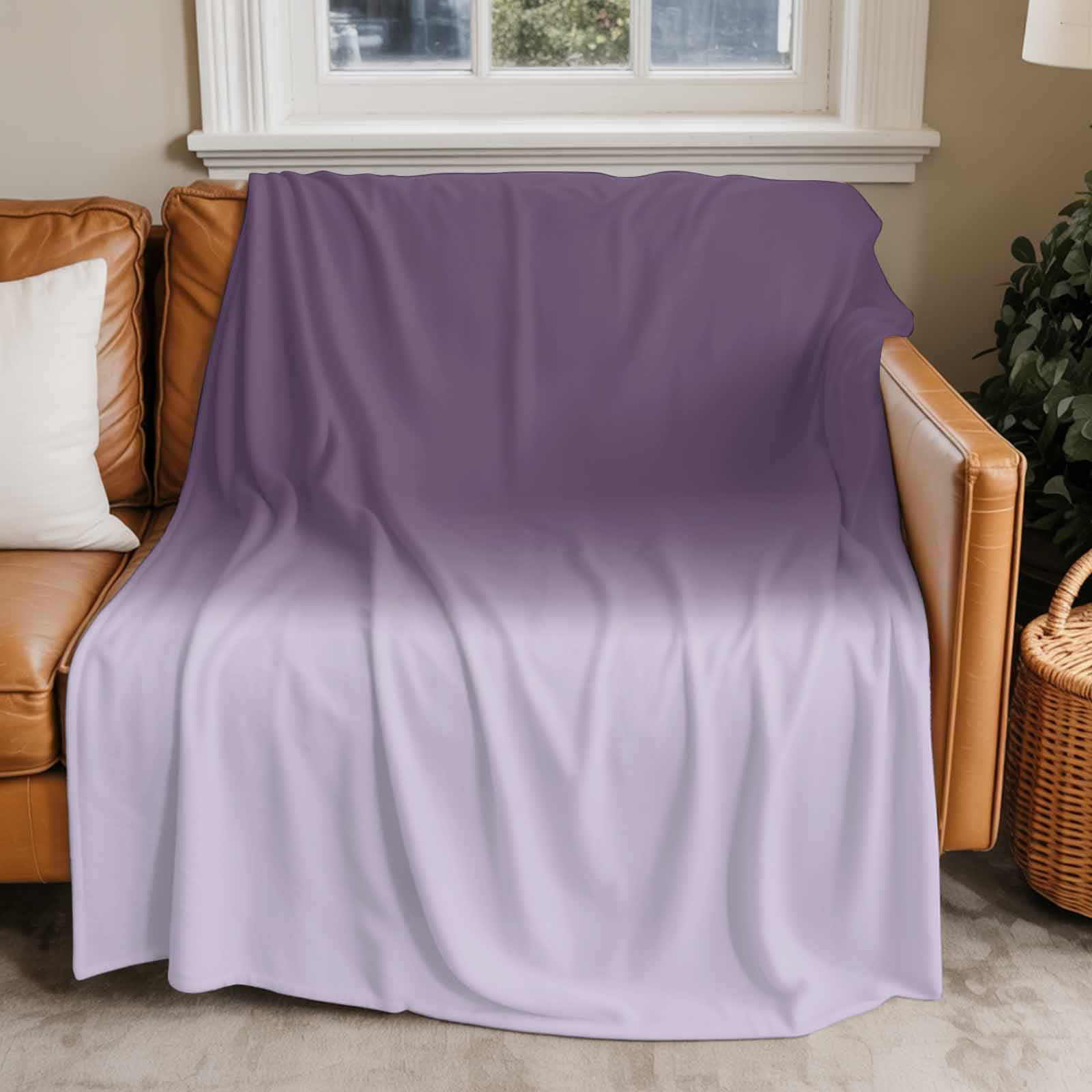 Throw Blanket for Couch Purple Ombre Soft Fleece Flannel Blankets Cozy ...
