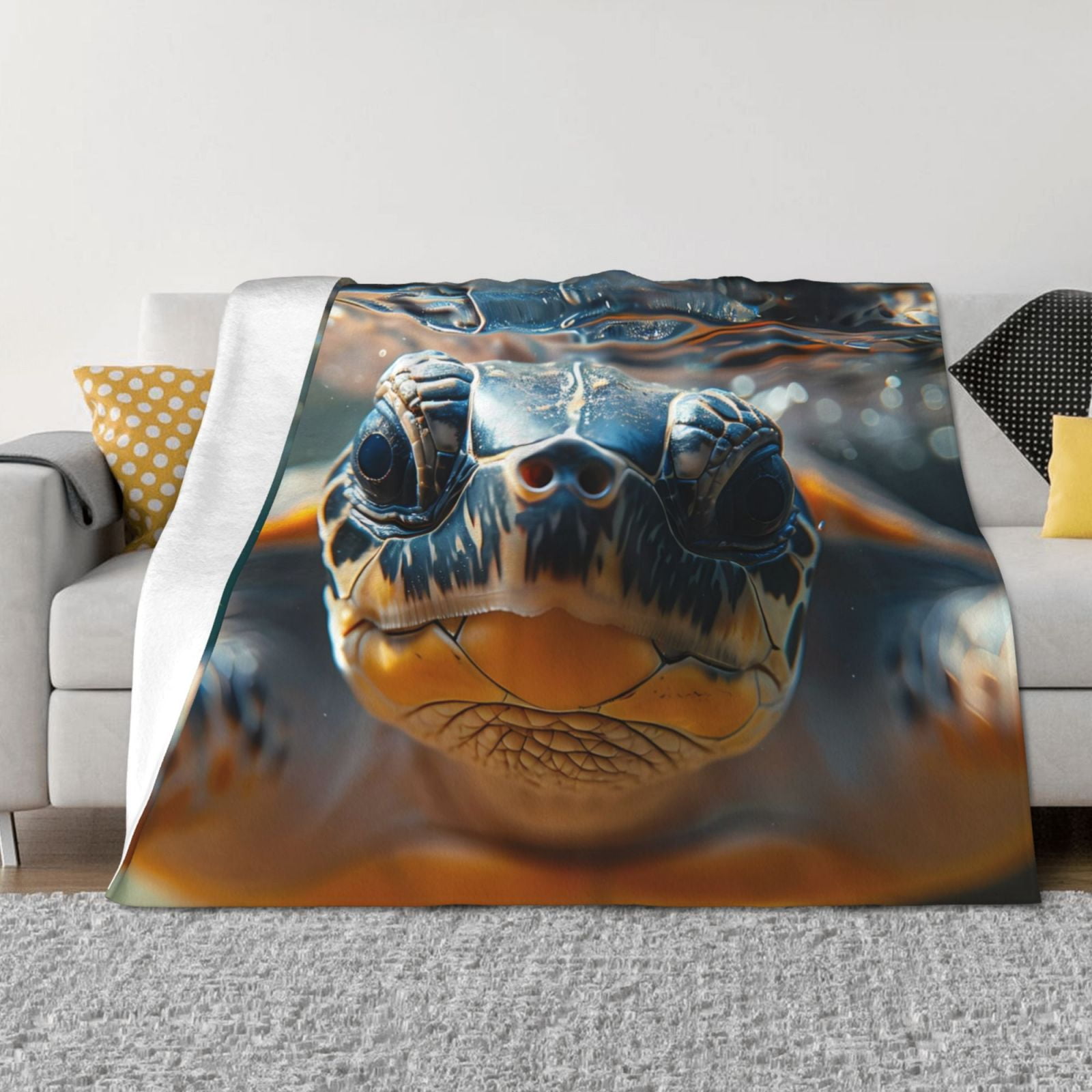 Throw Blanket for Couch - Realistic Cute Sea Turtle Soft Comfy ...