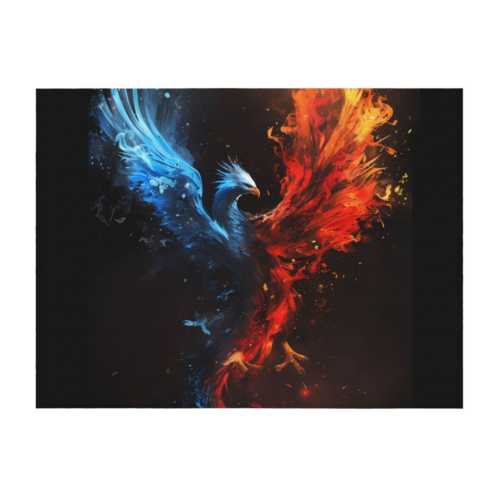 Throw Blanket for Couch, Red and Blue Fire Bird Super Soft Fuzzy Comfy ...