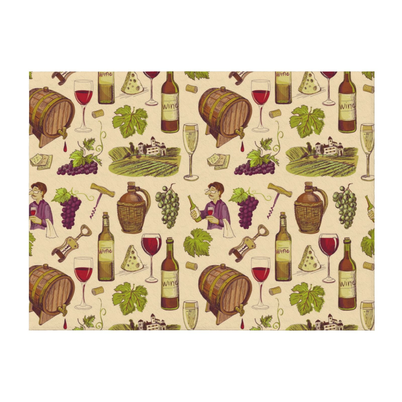 Throw Blanket for Couch - Rustic Wine Print Super Soft Lightweight Cozy ...