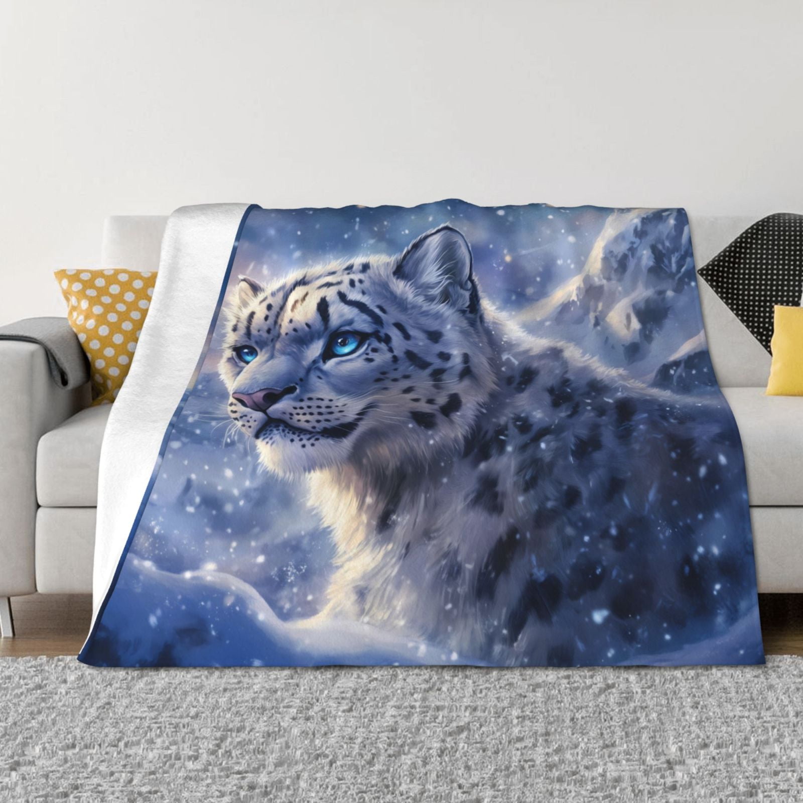 Throw Blanket for Couch - Snow Leopard Winter Mountain Super Soft ...
