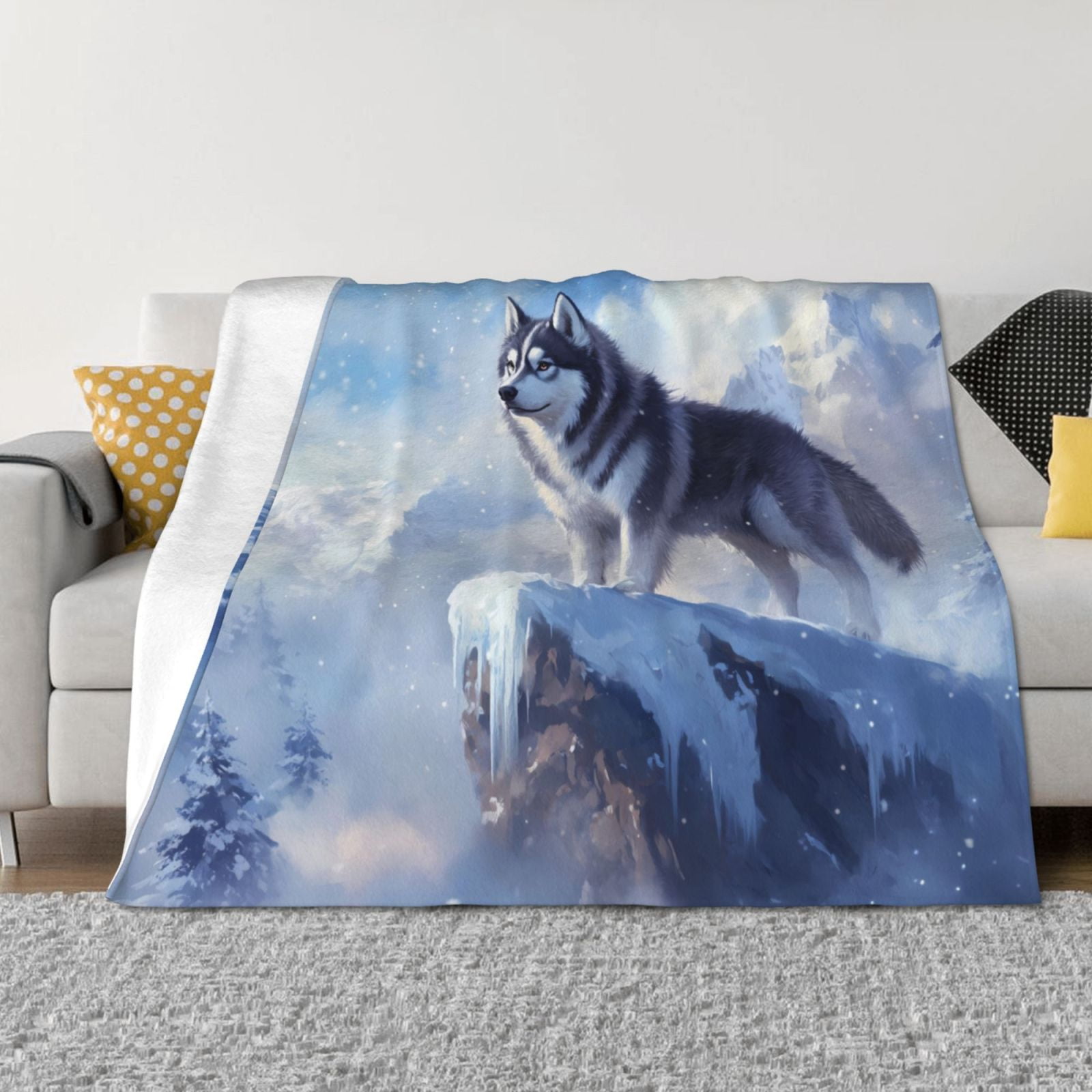 Throw Blanket for Couch - Snow Mountain Alaskan Sled Dog Soft Comfy ...