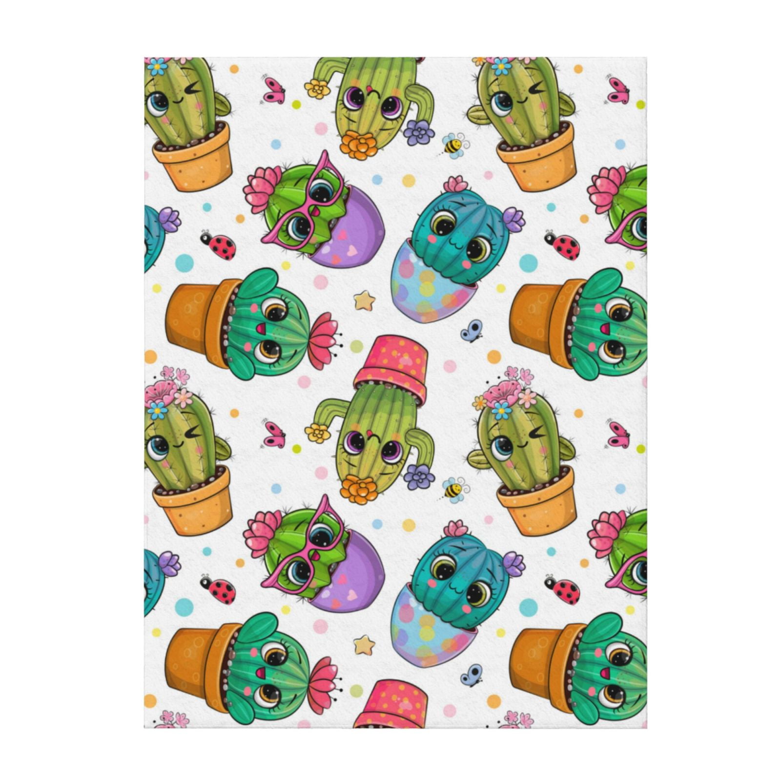 Throw Blanket for Couch Sofa Bed Cactus And Insects Soft Cozy Plush ...
