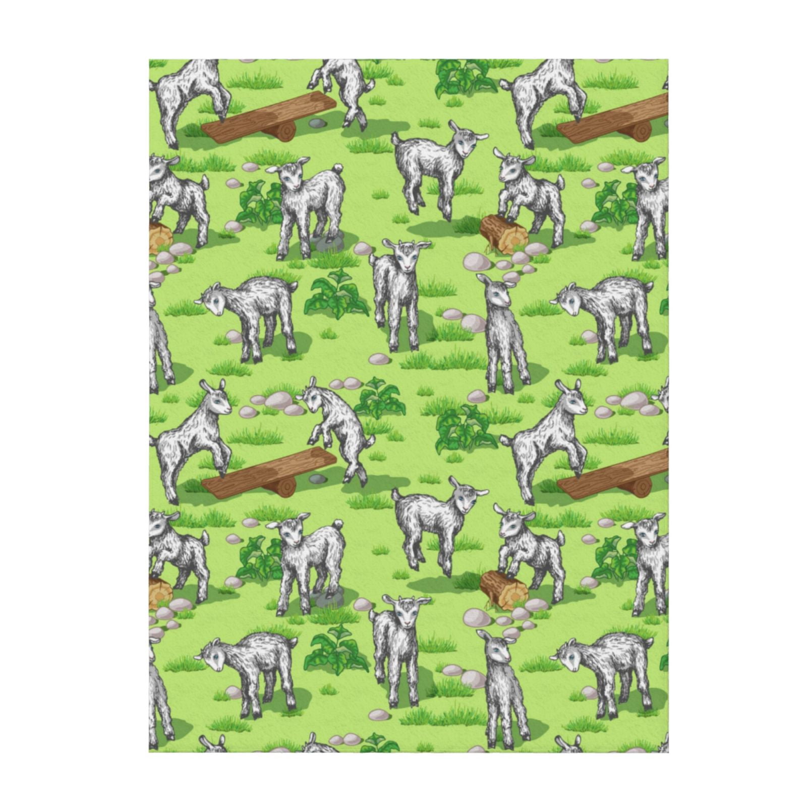 Throw Blanket for Couch Sofa Bed Cartoon Cute Goat In Meadow Soft Cozy ...