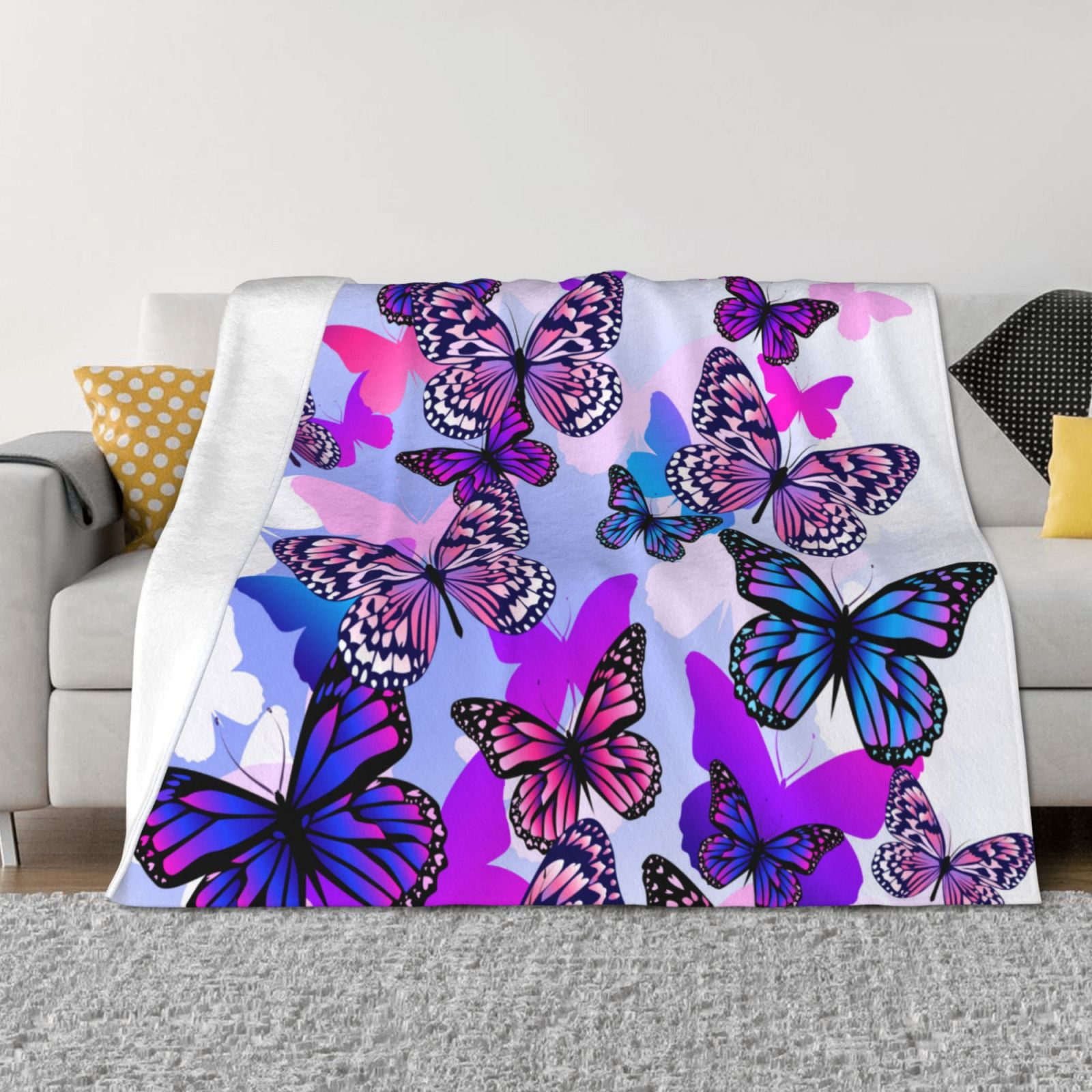 Throw Blanket for Couch Sofa and Bed, Flying Butterflies Soft Plush ...