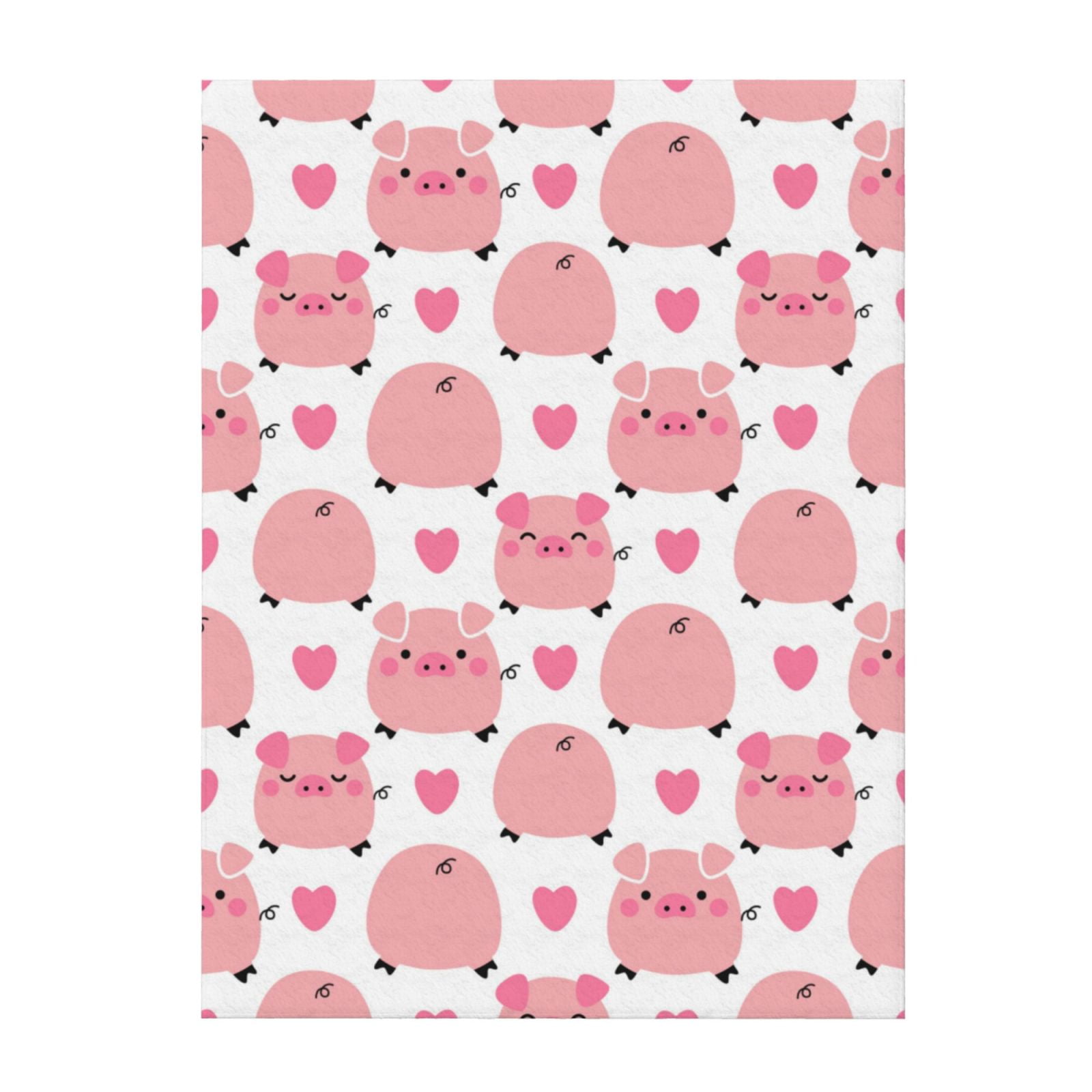 Throw Blanket for Couch Sofa and Bed - Pink Cartoon Cute Pig Heart ...