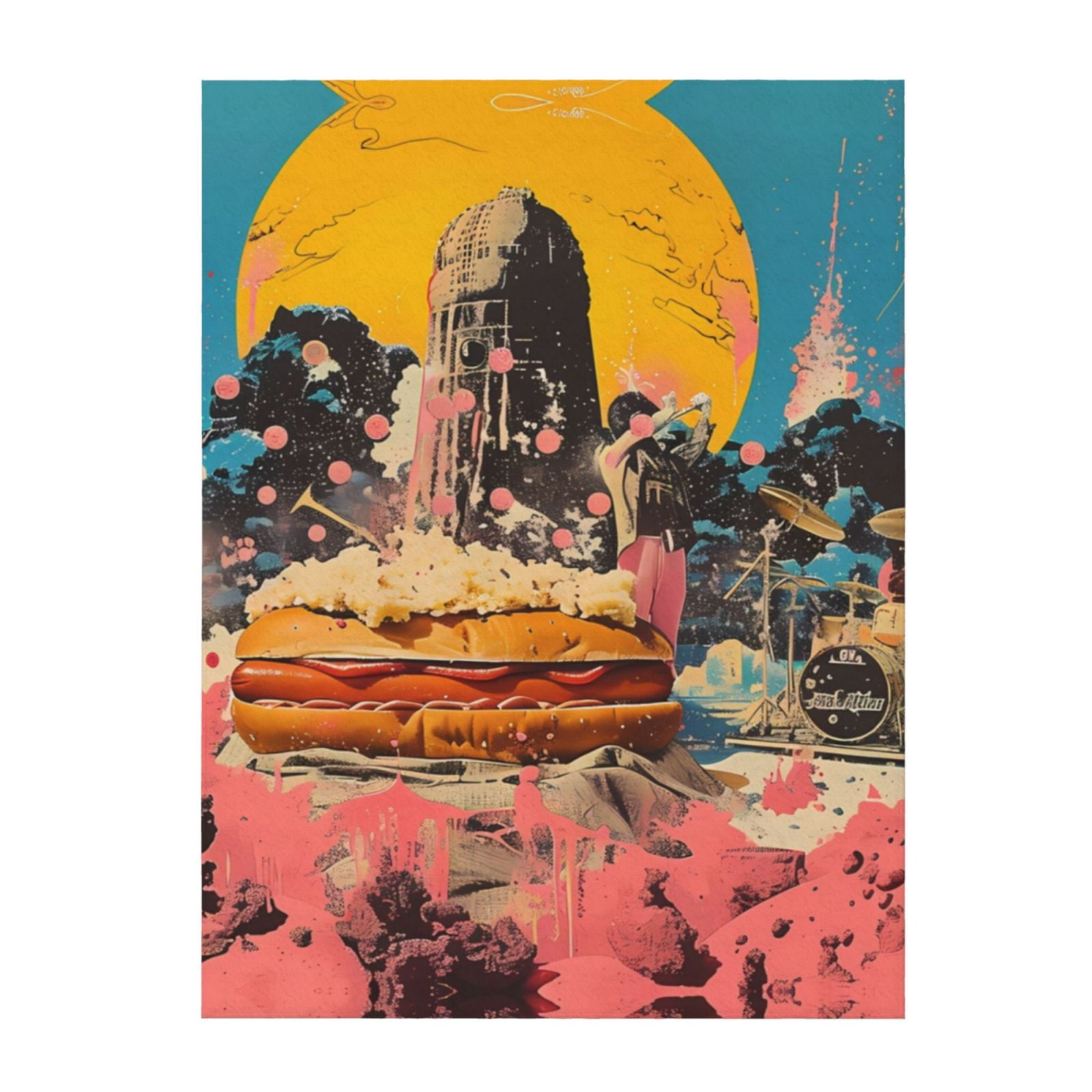 Throw Blanket for Couch Sofa Bed Psychedelic Band Hotdog Art Soft Cozy ...