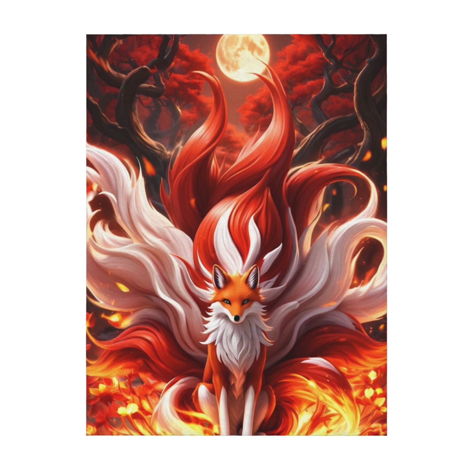 Throw Blanket for Couch Sofa and Bed - Red Leaf Flame Fox Super Soft ...