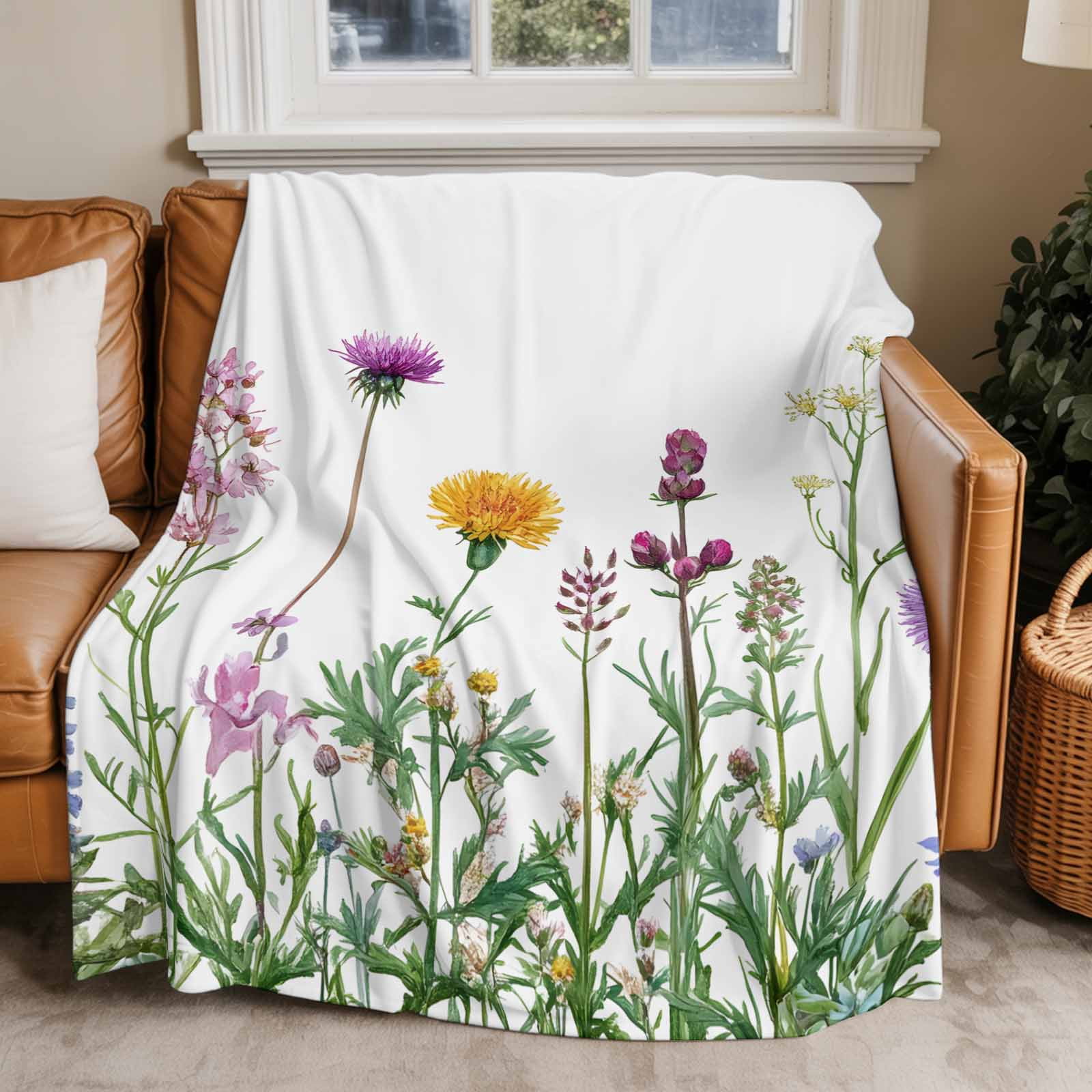 Throw Blanket for Couch Spring Flowers Soft Fleece Flannel Blankets ...