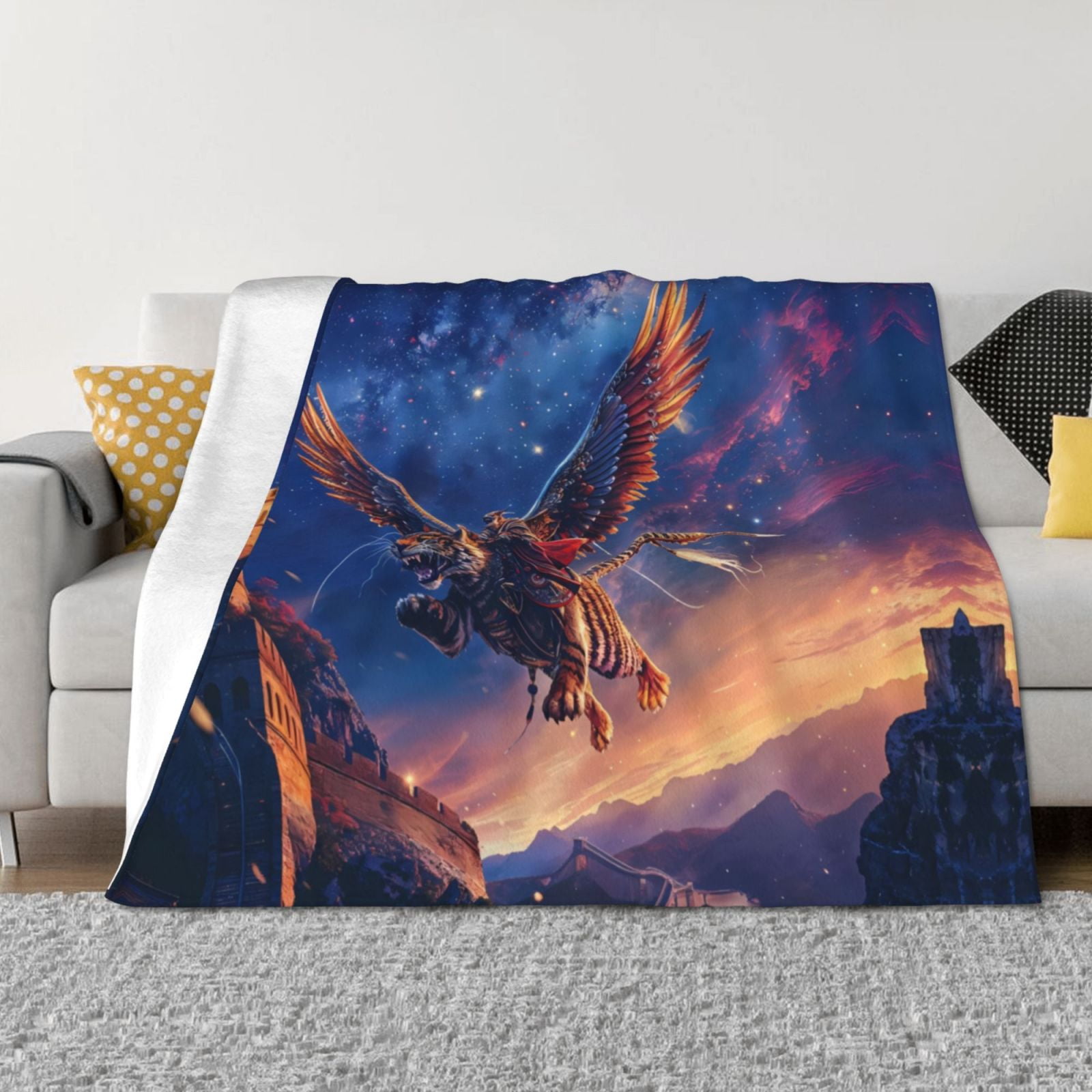 Throw Blanket for Couch - Starry Sky Flying Tiger Soft Comfy ...