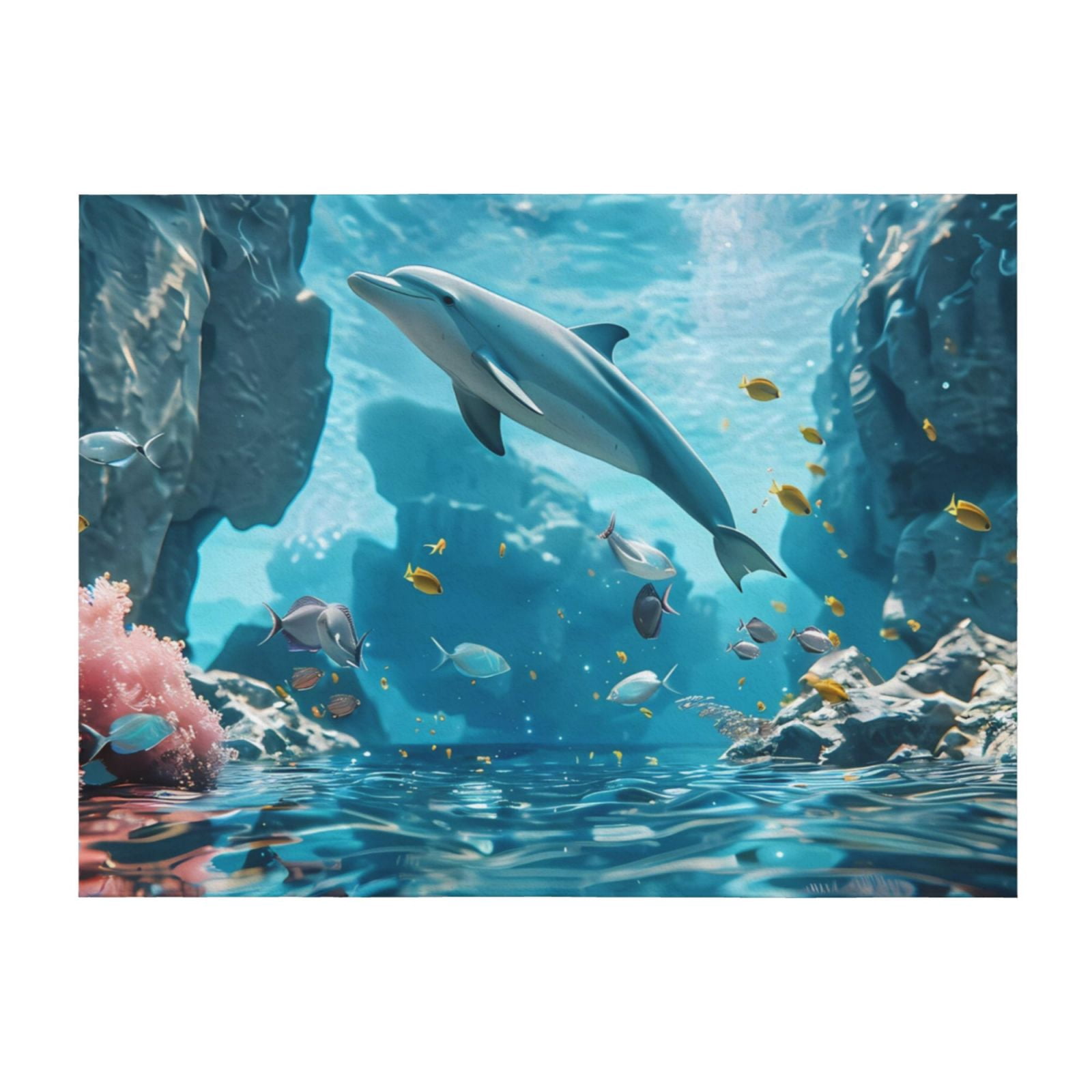 Throw Blanket for Couch - Underwater Dolphin Scene Super Soft ...