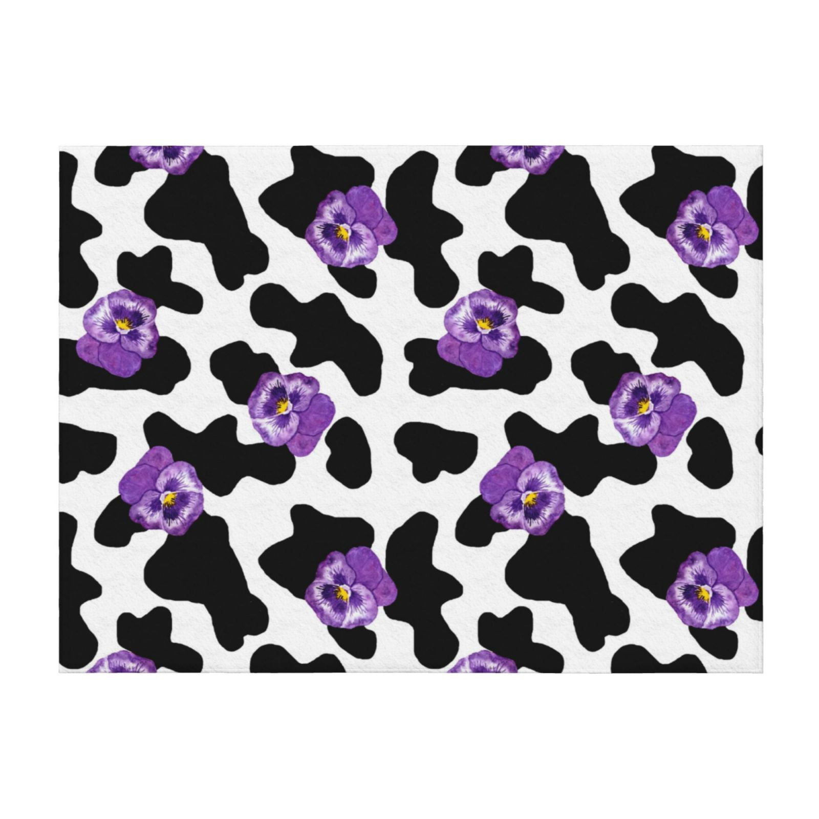 Throw Blanket for Couch - cow print purple violet flower Super Soft ...