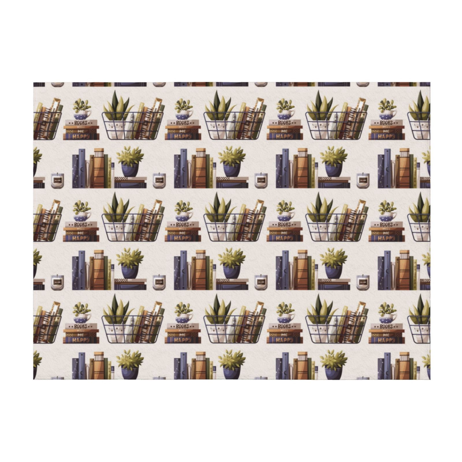Throw Blanket for Couch - cute books plants reading print Super Soft ...