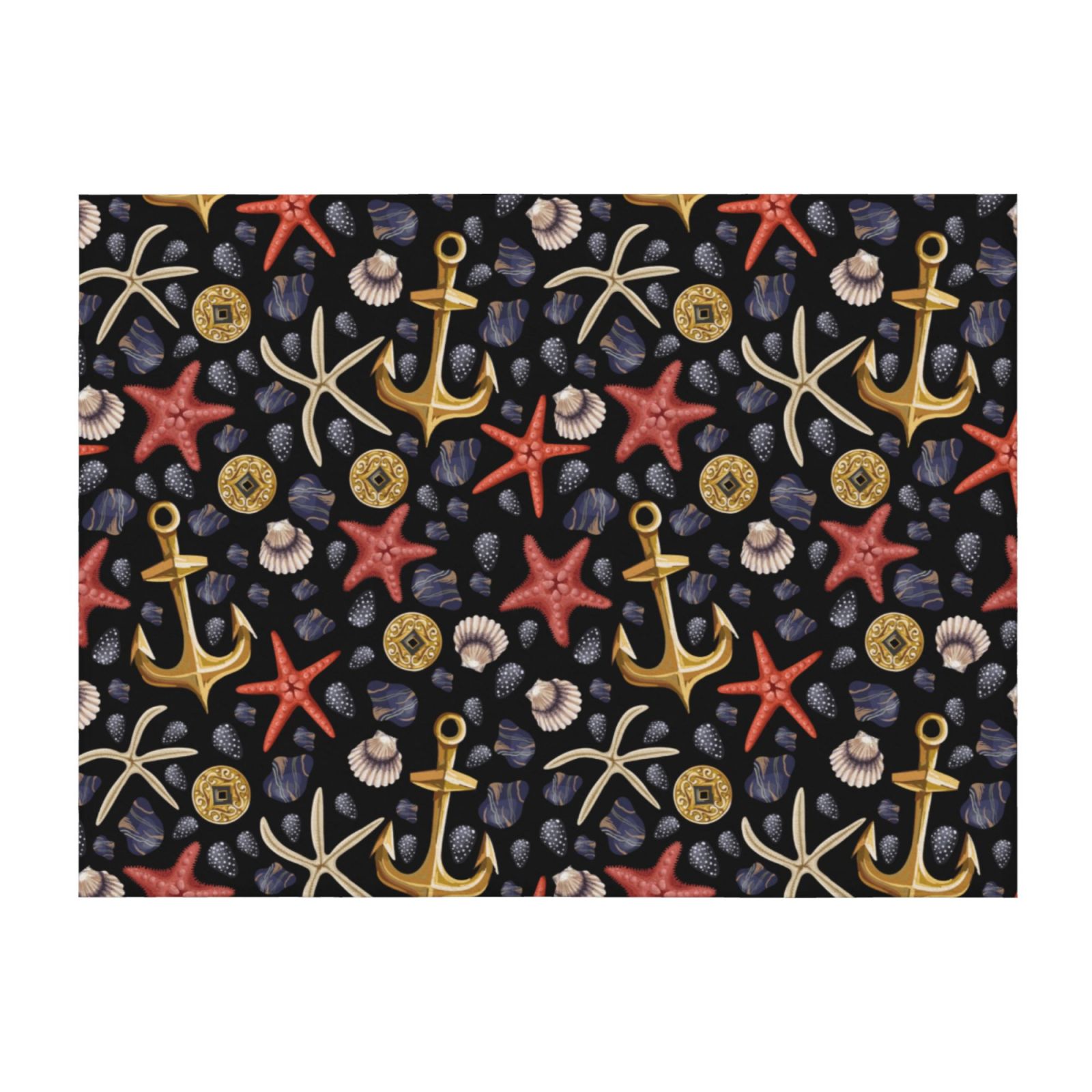 Throw Blanket for Couch, golden anchors starfishes shells rope Super ...