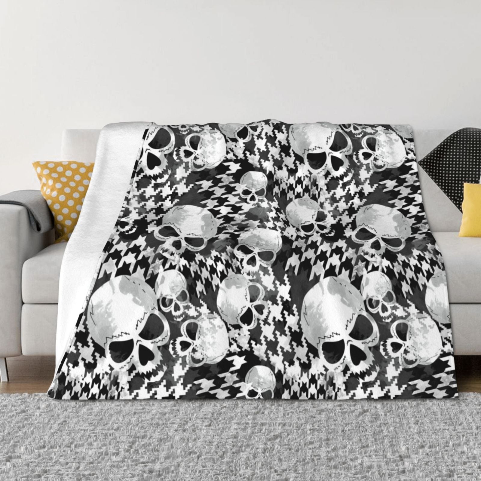 Throw Blanket for Couch - halloween skull print Soft Comfy Lightweight Cozy Warm Throw Blanket ...