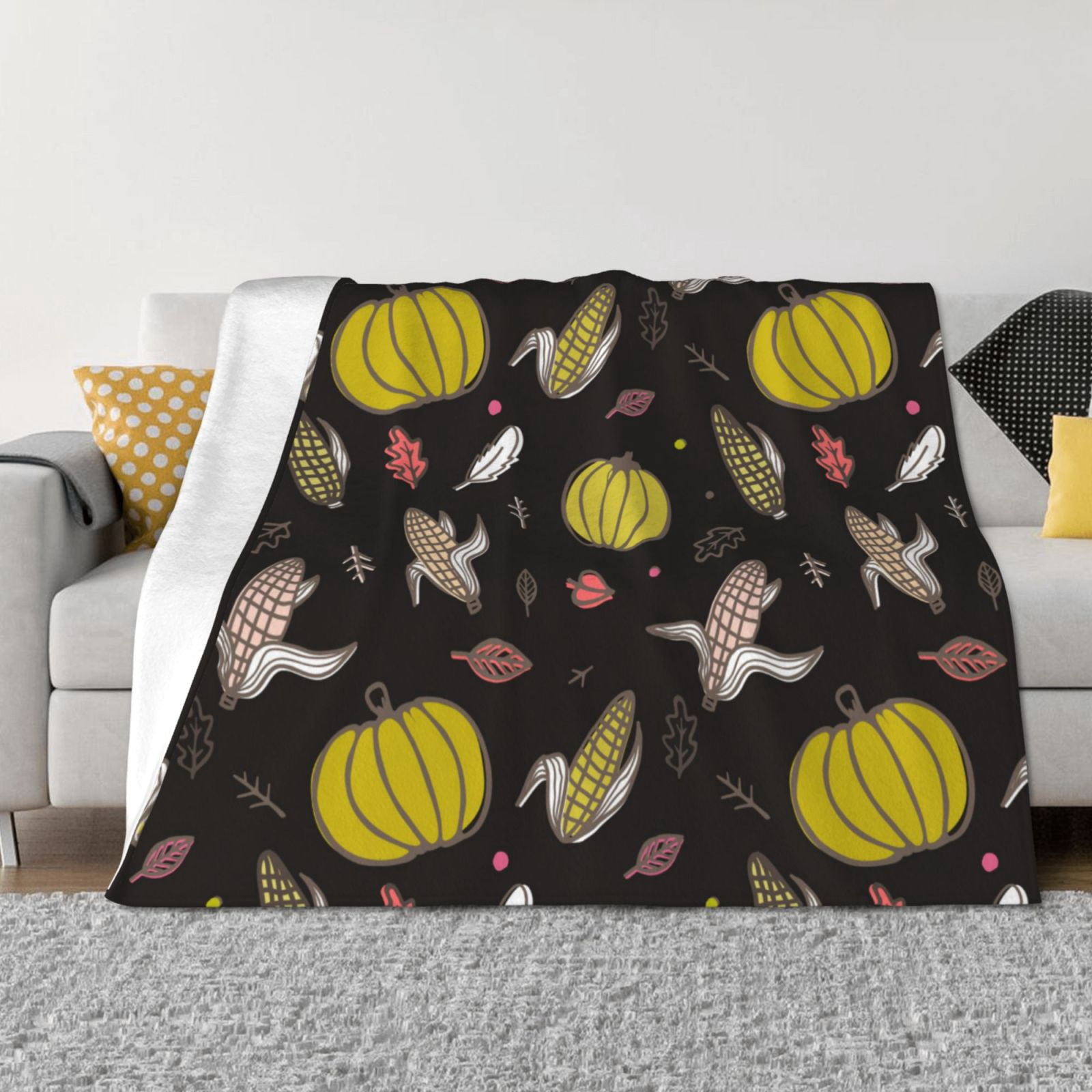 Throw Blanket for Couch - yellow Pumpkin Corn Super Soft Lightweight ...