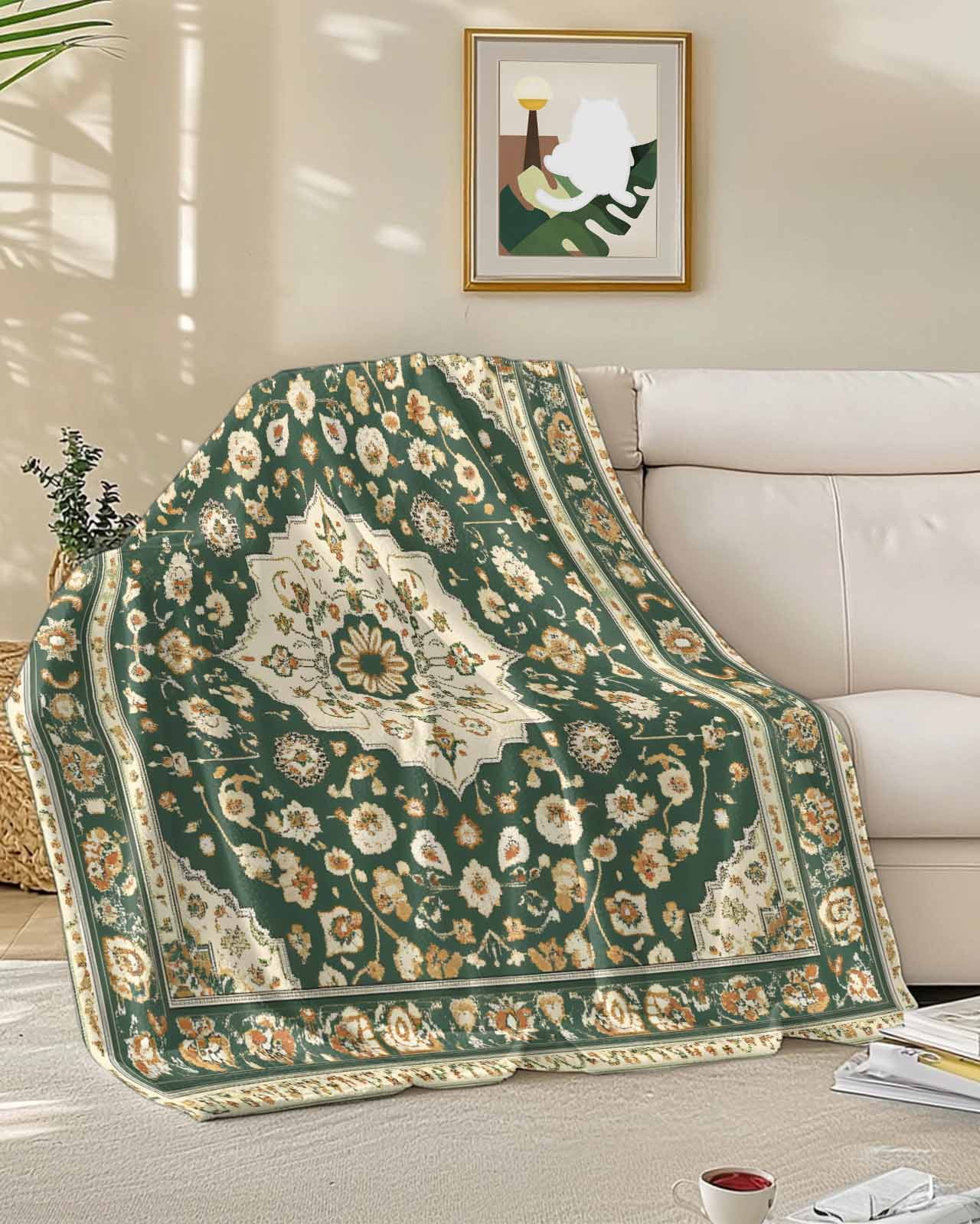 Throw Blanket Fleece Throw Blanket 40x50in, Bohemian Vintage Farm ...