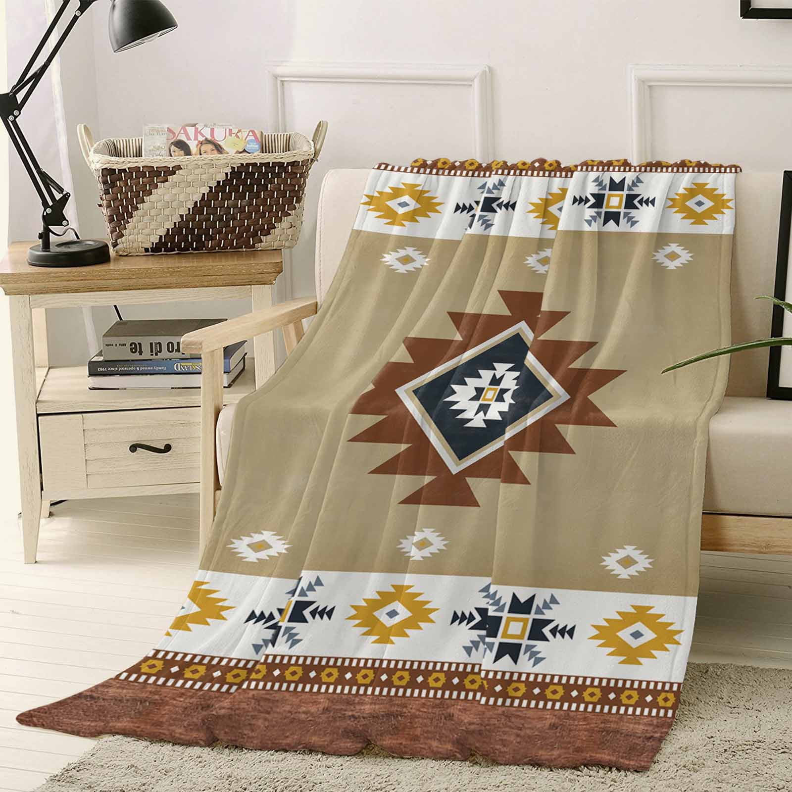 Throw Blanket Fleece Throw Blanket 40x50in, Boho Aztec Tribal Totem ...