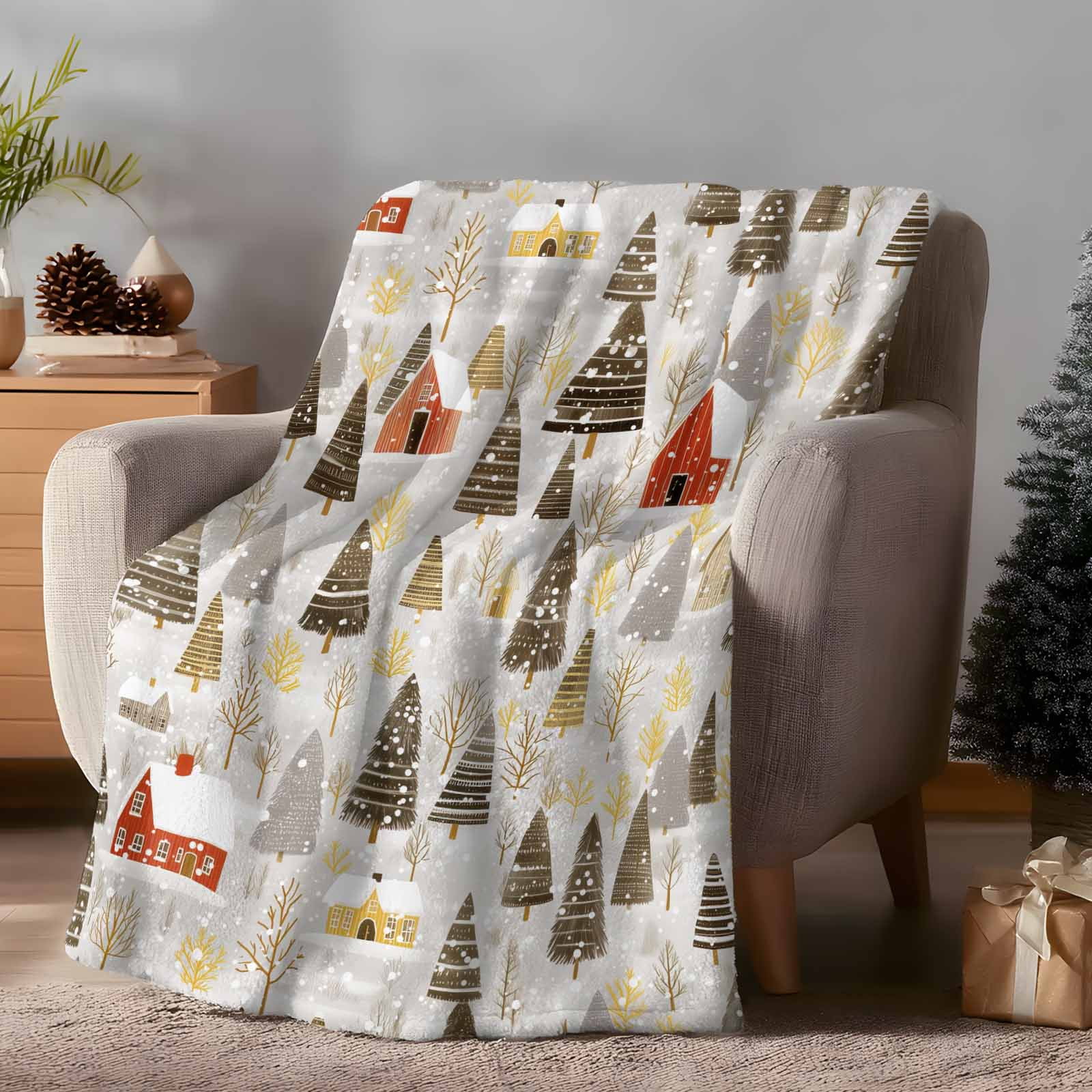 Throw Blanket Fleece Throw Blanket 40x50in, Cartoon Christmas Tree Red ...