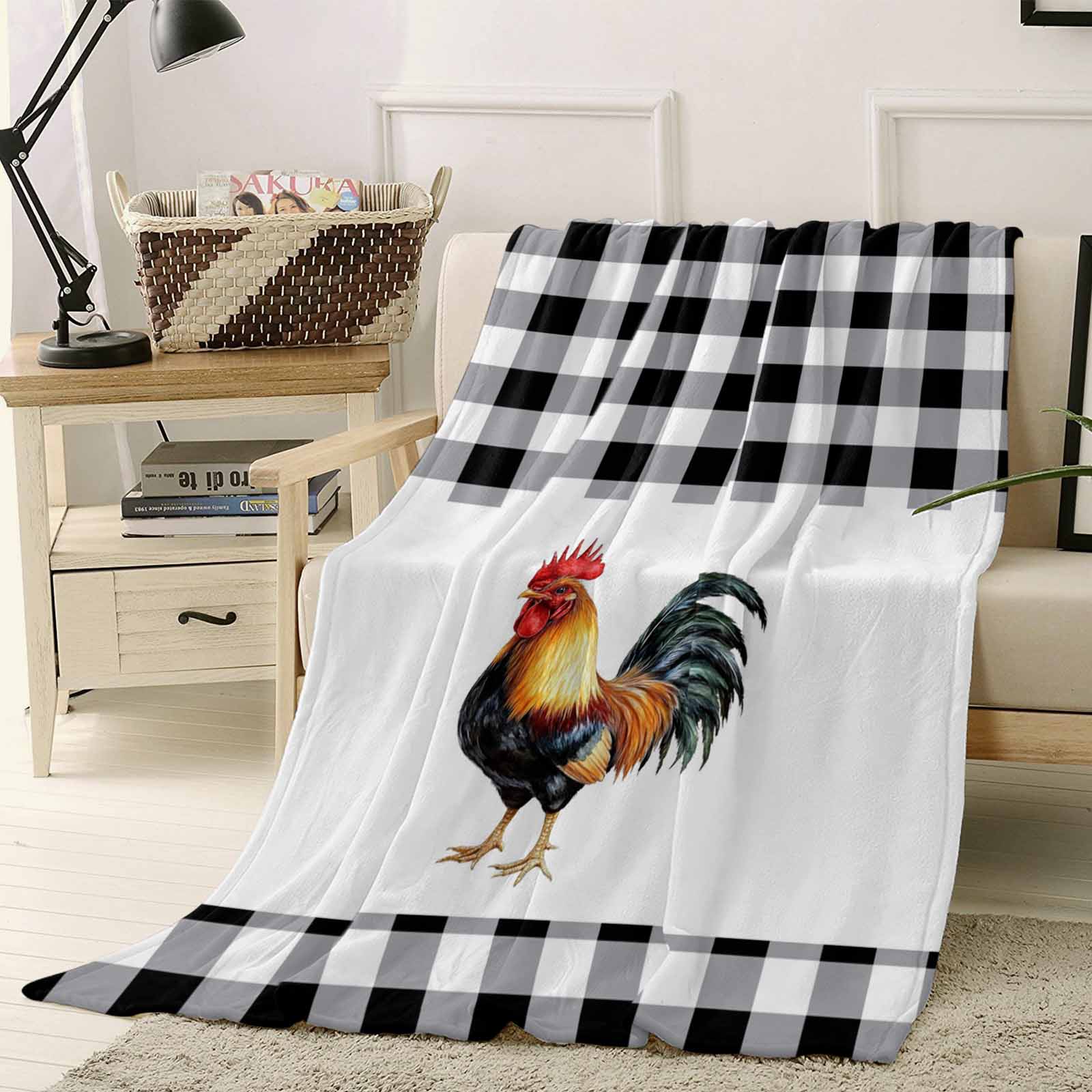 Throw Blanket Fleece Throw Blanket 40x50in, Farm Rooster Black Buffalo ...