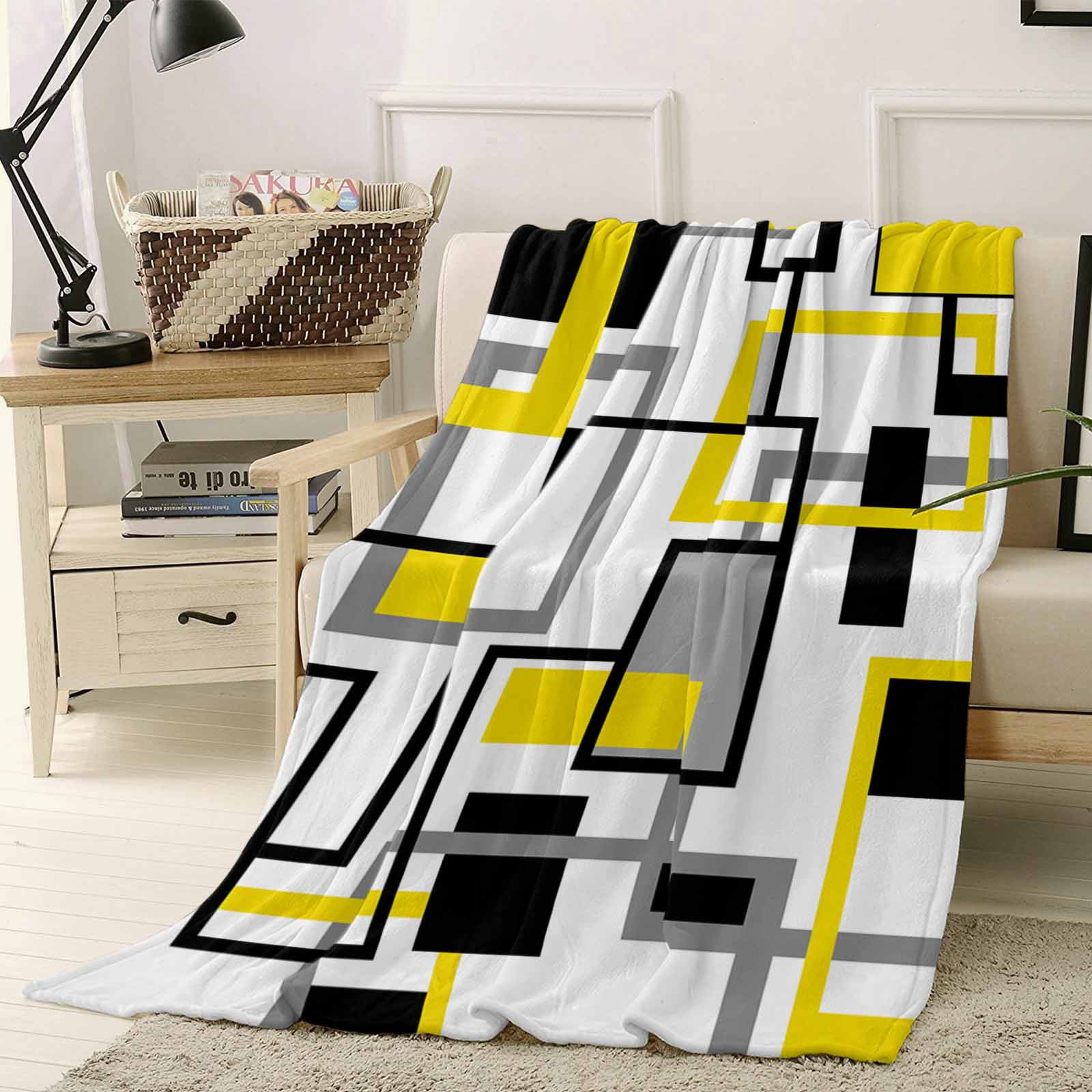 Throw Blanket Fleece Throw Blanket 40x50in, Nordic Mid Century Splicing ...
