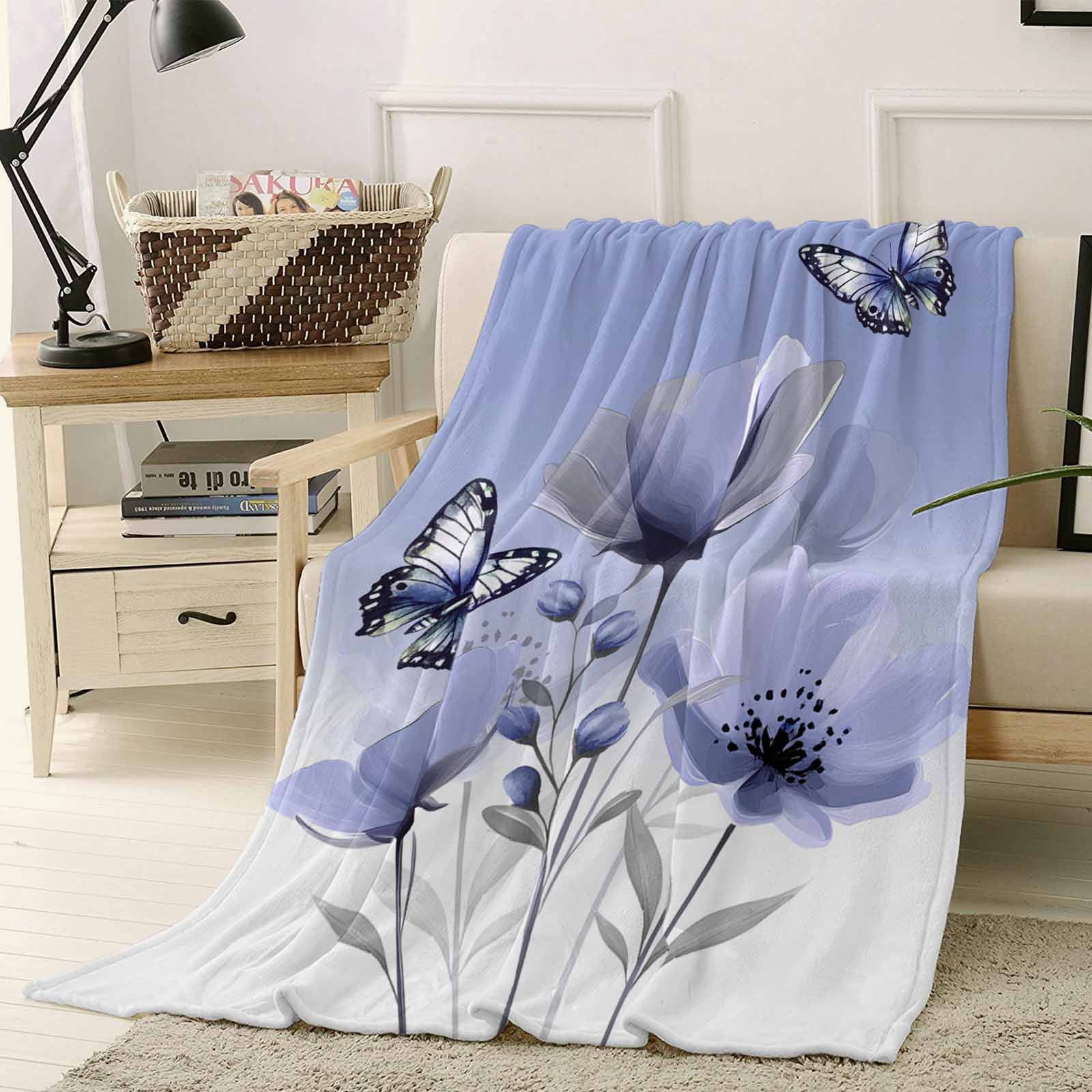 Throw Blanket Fleece Throw Blanket 40x50in, Spring Purple Wildflower ...