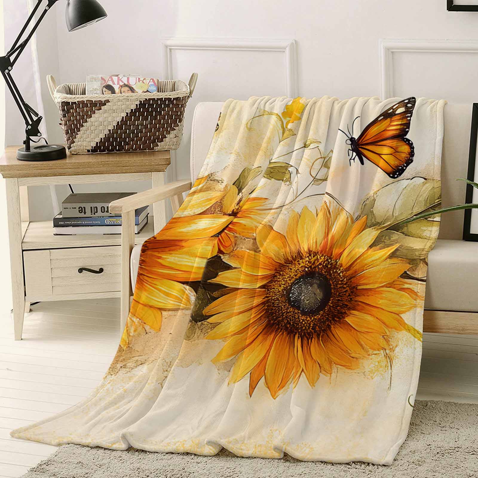 Throw Blanket Fleece Throw Blanket 40x50in, Summer Blossom Floral ...