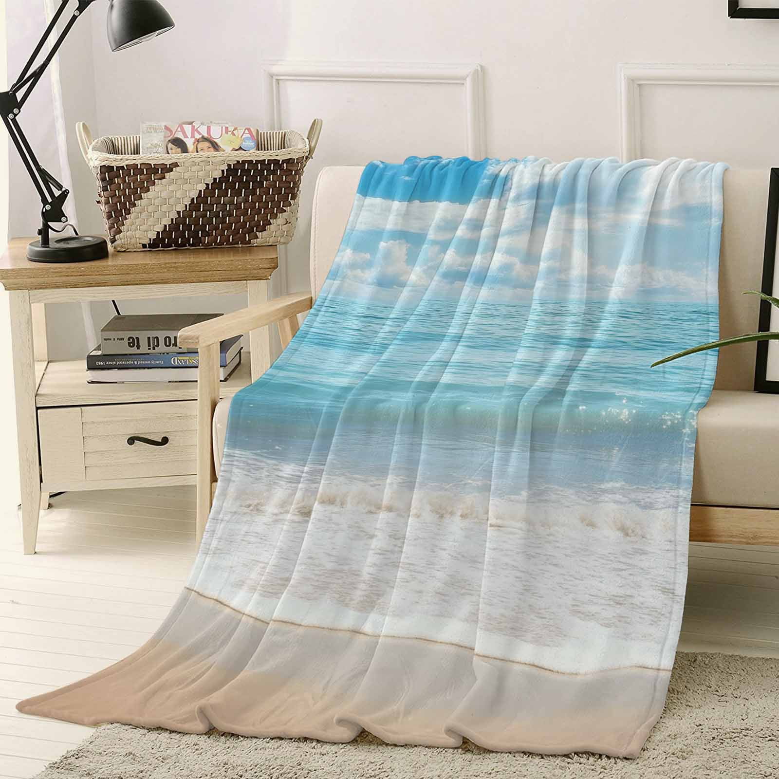 Throw Blanket Fleece Throw Blanket 40x50in, Summer Blue Ocean Wave ...