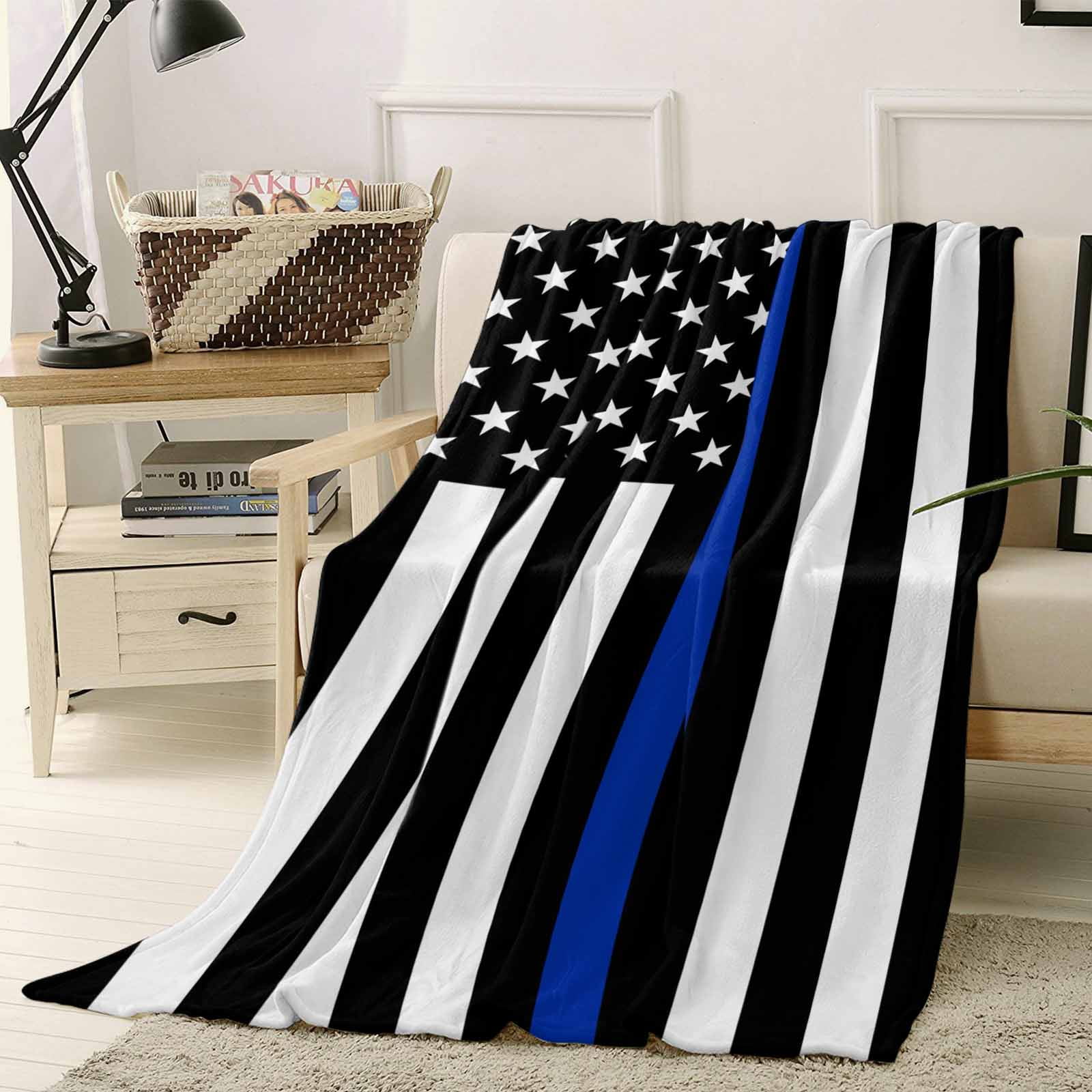 Throw Blanket Fleece Throw Blanket 40x50in, USA Flag Thin Blue Line ...