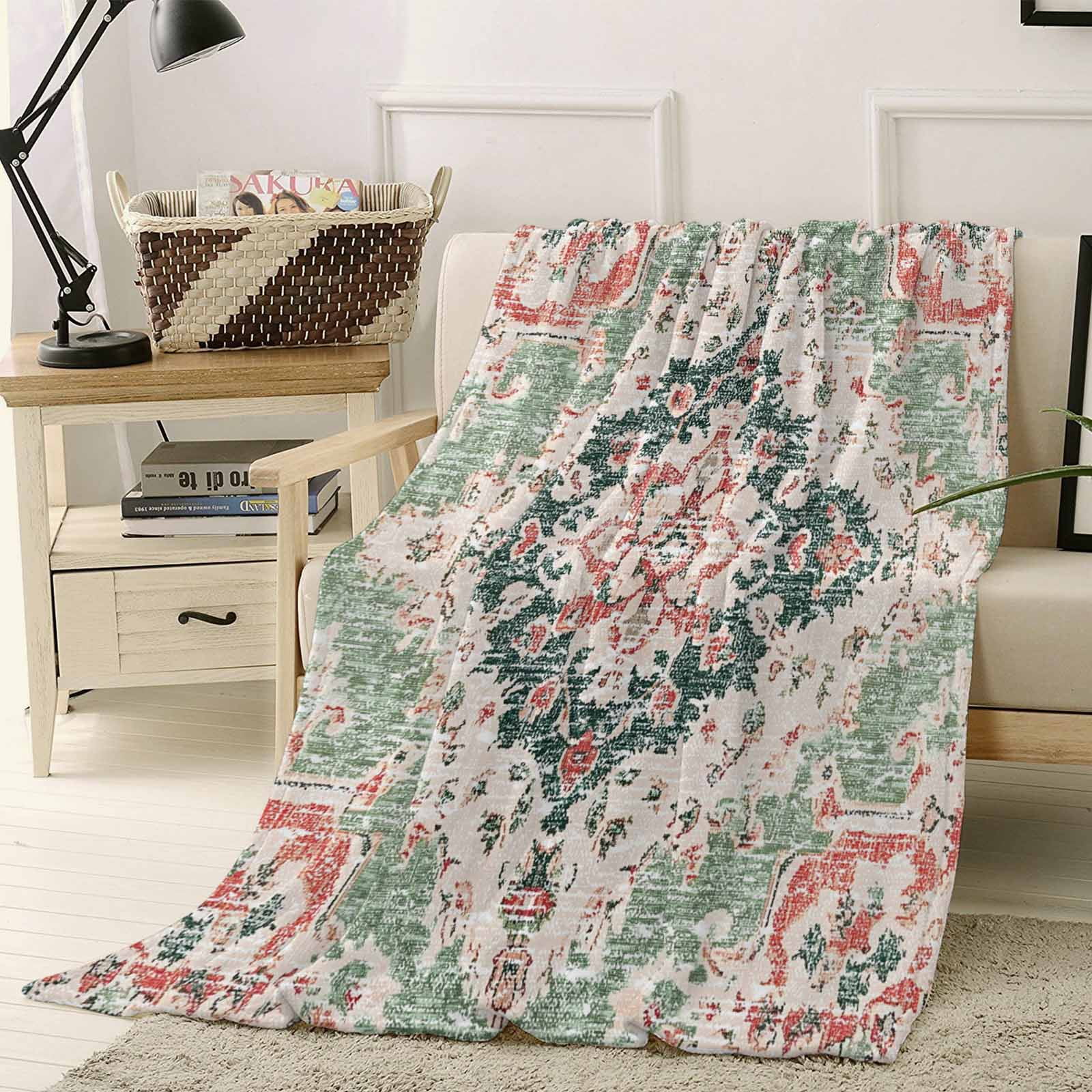 Throw Blanket Fleece Throw Blanket 40x50in, Vintage Abstract Flower ...