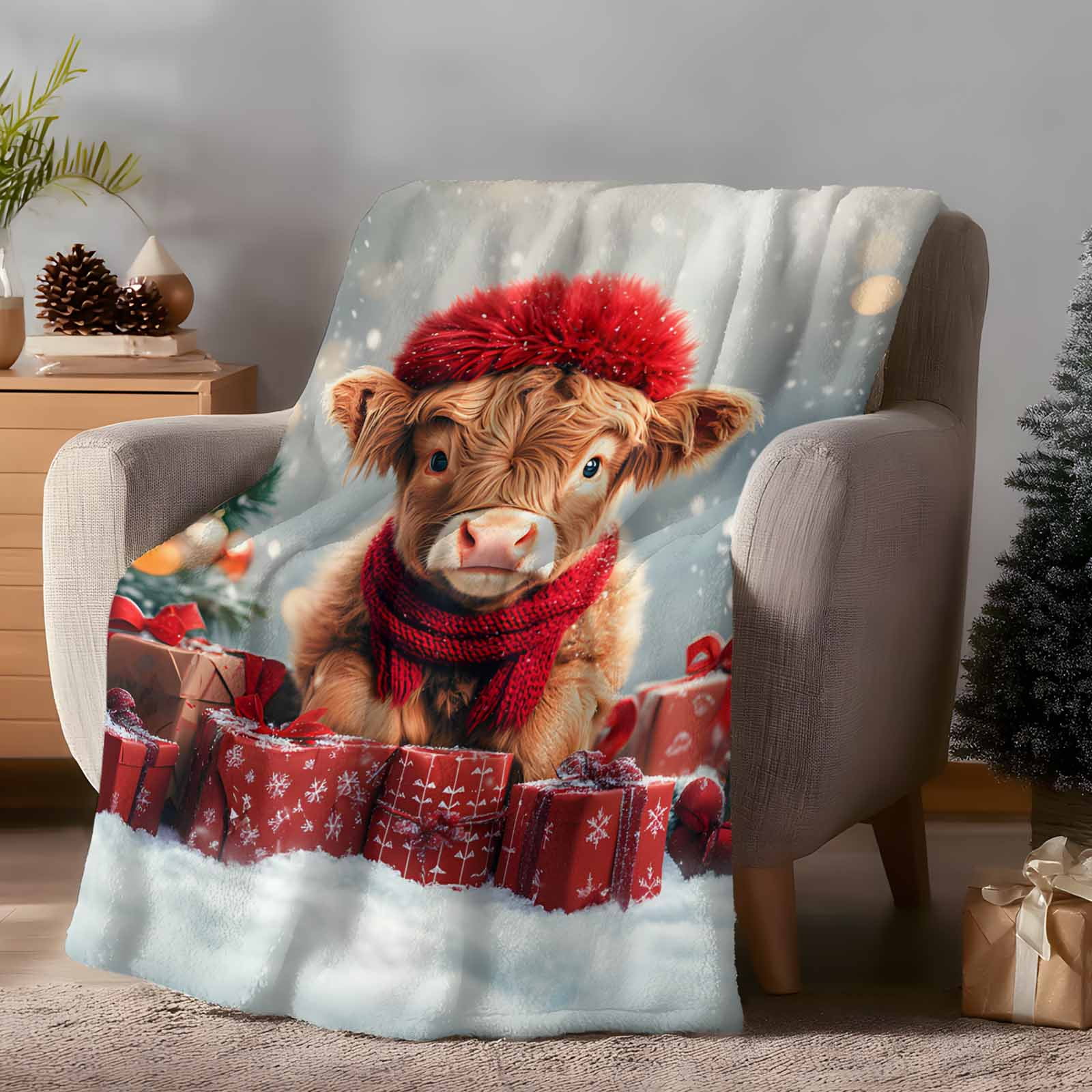 Throw Blanket Fleece Throw Blanket 40x50in, Xmas Cute Yak Christmas ...
