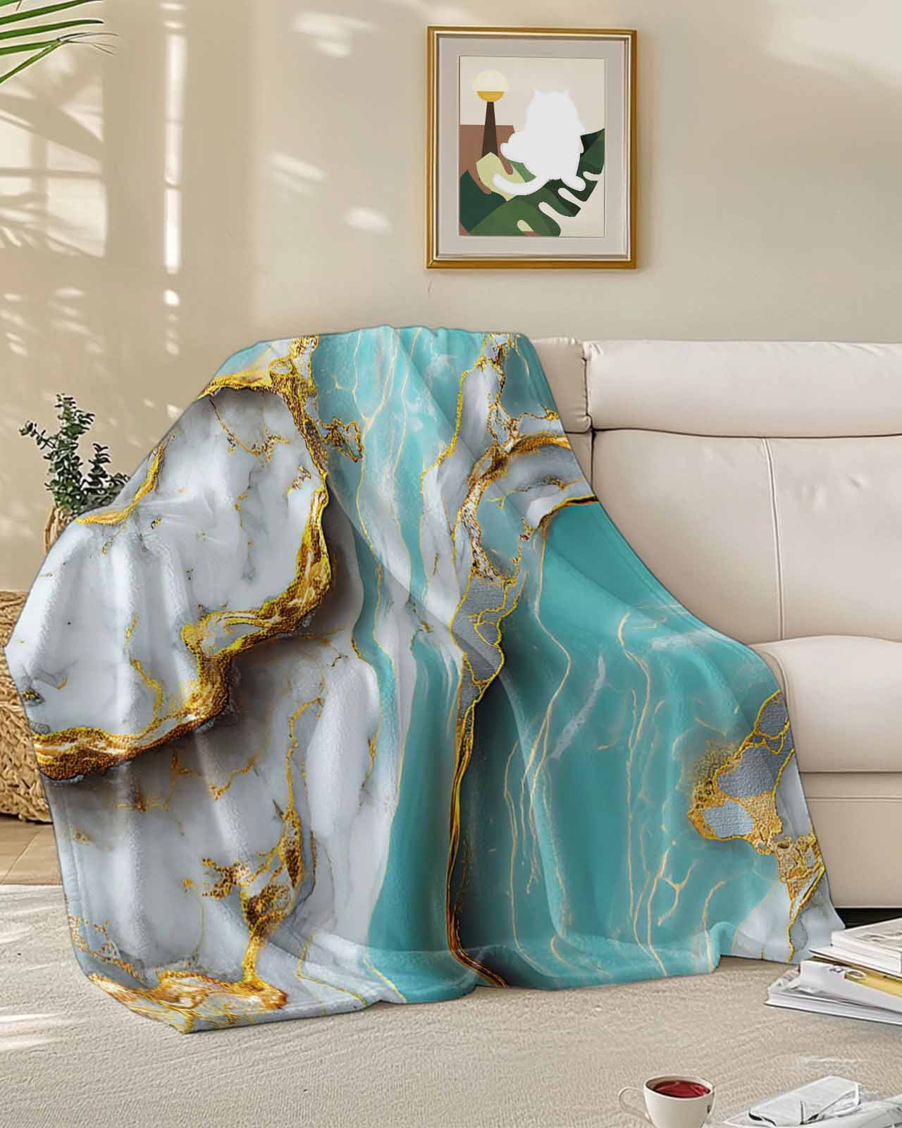 Throw Blanket Fleece Throw Blanket 50x60in, Abstract Marble Texture ...