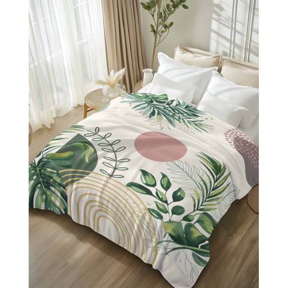 Throw Blanket Fleece Throw Blanket 50x60in, Boho Abstract Color Block ...