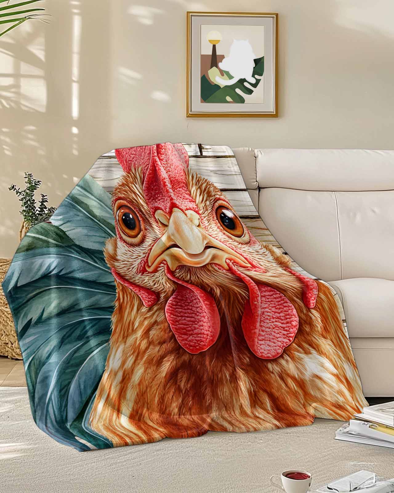 Throw Blanket Fleece Throw Blanket 50x60in, Farmhouse Rooster on ...