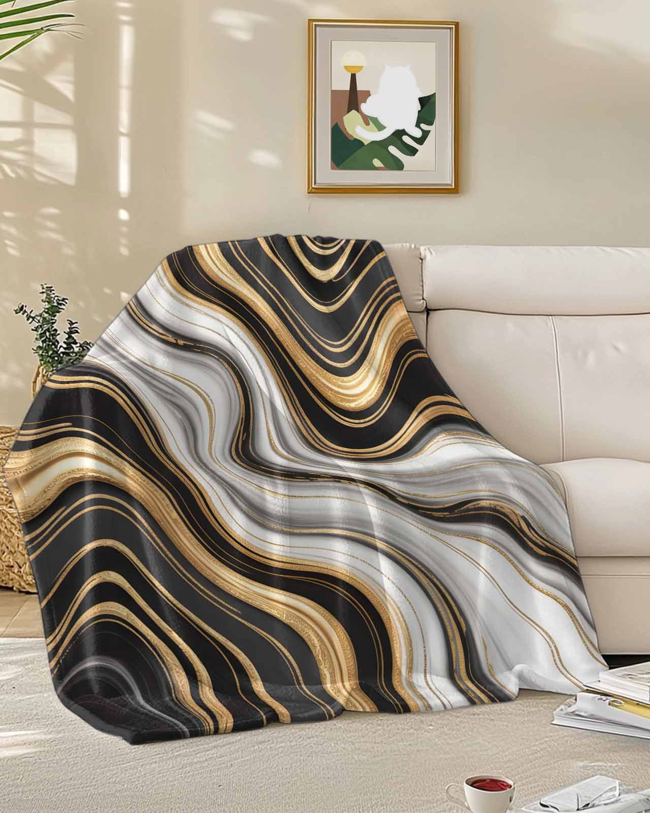 Throw Blanket Fleece Throw Blanket 50x60in, Modern Marble Texture ...