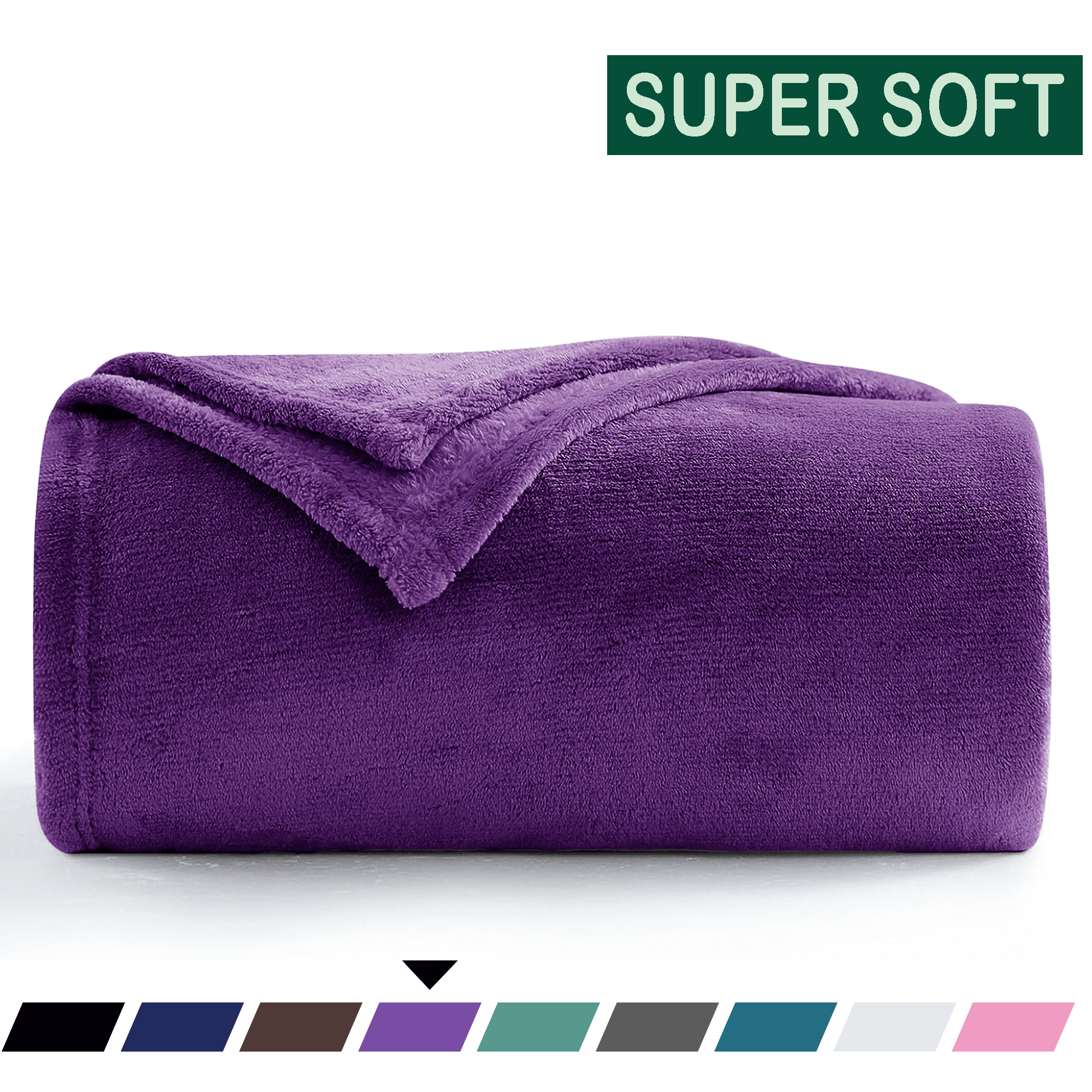 Walmart Queen Size Dark Purple Fleece Throw Blanket, Machine Washable ...