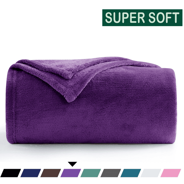 Throw Blanket, Fuzzy & Plush Warm Fleece Blanket, Throw Size Dark Purple Blankets for Couch Beds ...