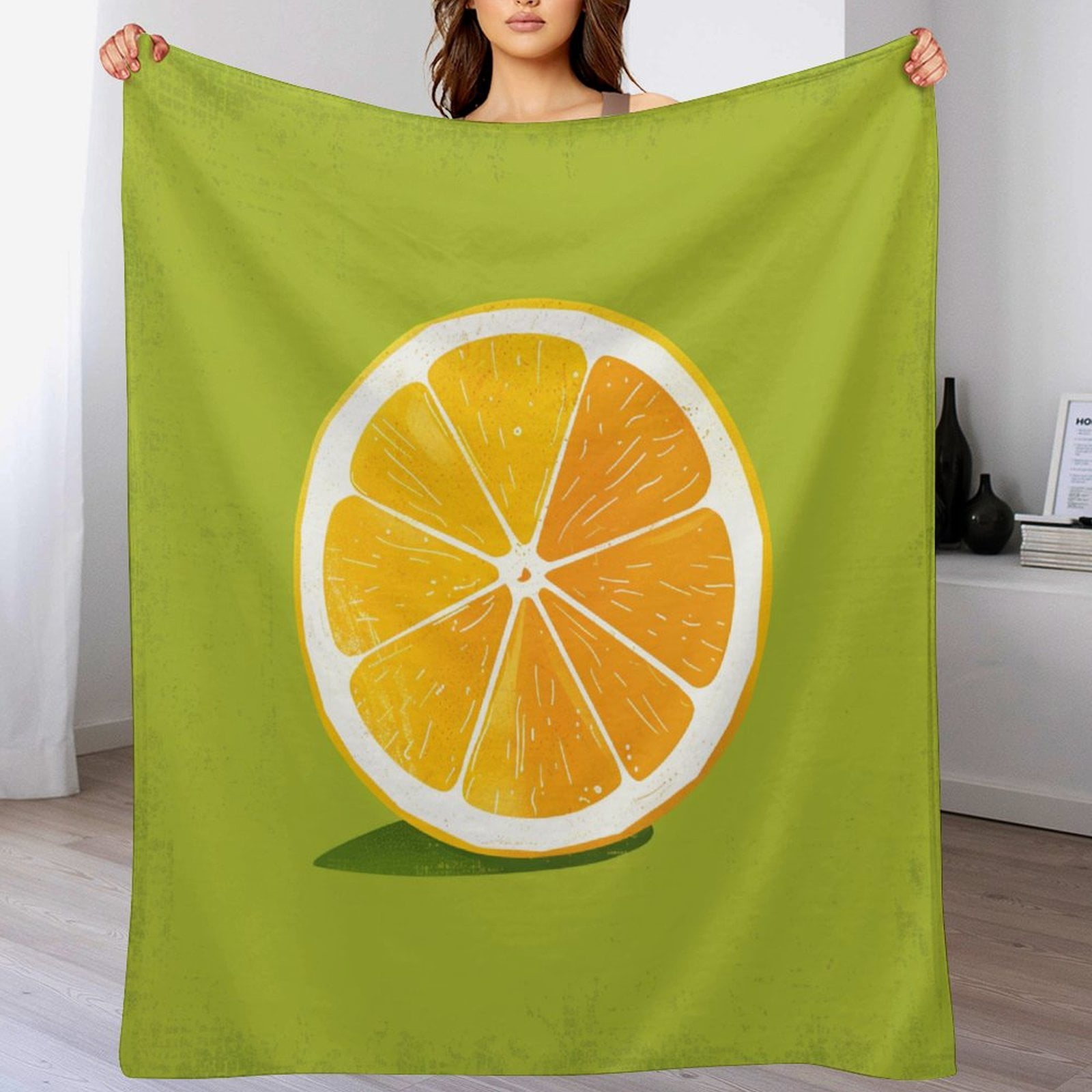 Throw Blanket Green Lime Slice Soft Cozy Flannel Fleece Throw Blanket ...
