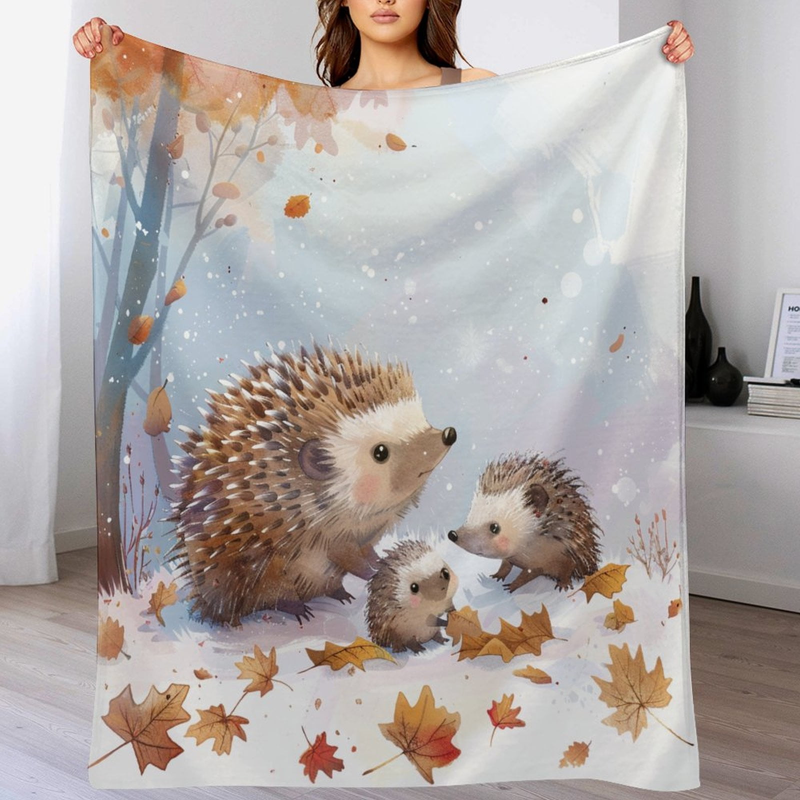 Throw Blanket Hedgehogs Talking to Each Other Illustration Lightweight Throw Blanket Wildlife ...