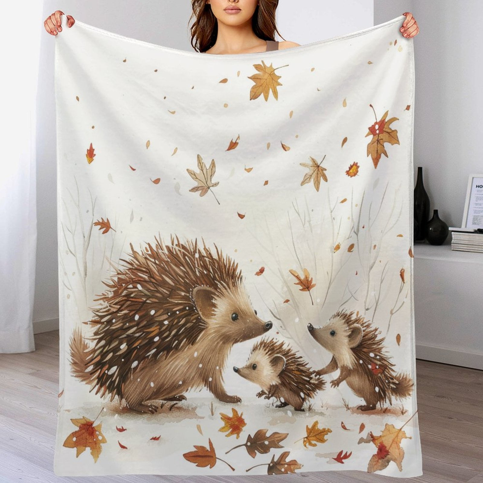 Throw Blanket Hedgehogs Talking to Each Other Illustration Luxury ...