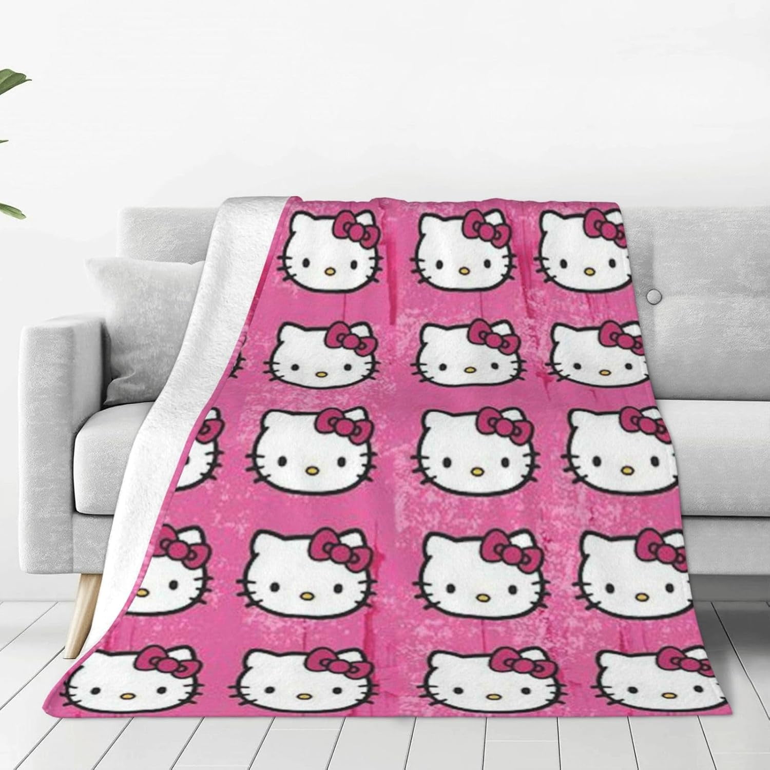 Throw Blanket Hello Cat Kitty Super Soft Micro Fleece Bed Throw Blanket ...
