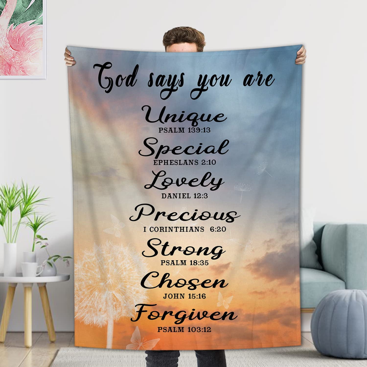 Throw Blanket with Inspirational Thoughts and Prayers Religious Soft ...