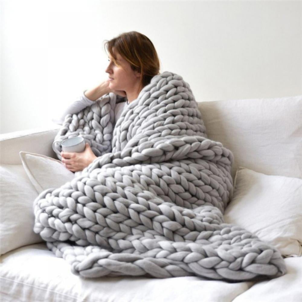 Throw Blanket Knit Blanket Chunky Knit Blanket Blankets and Throws Sofa ...