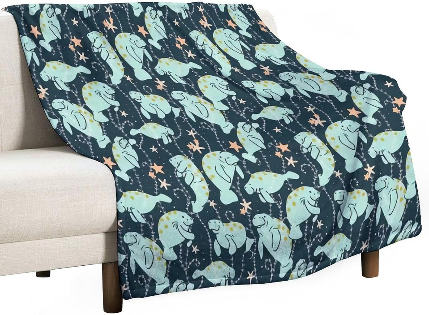 Throw Blanket - Manatee Animals Blanket Soft Flannel Throw for Bed and ...