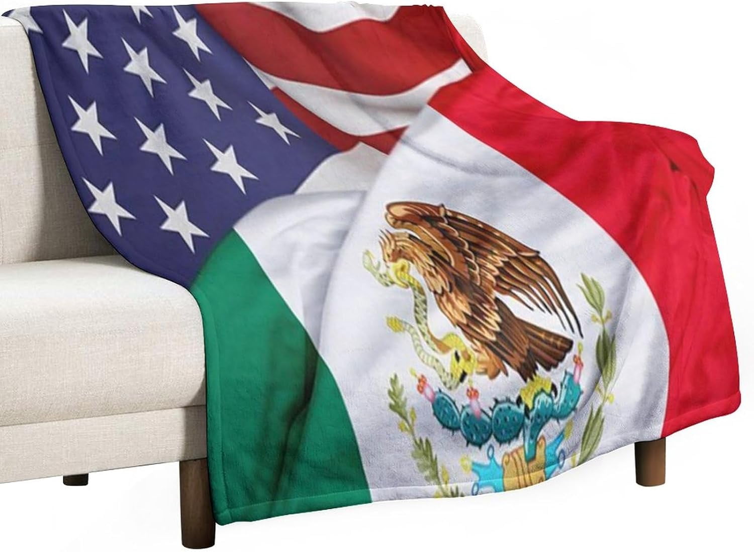 Throw Blanket - Mexican and American Flags Blanket Soft Flannel Throw ...