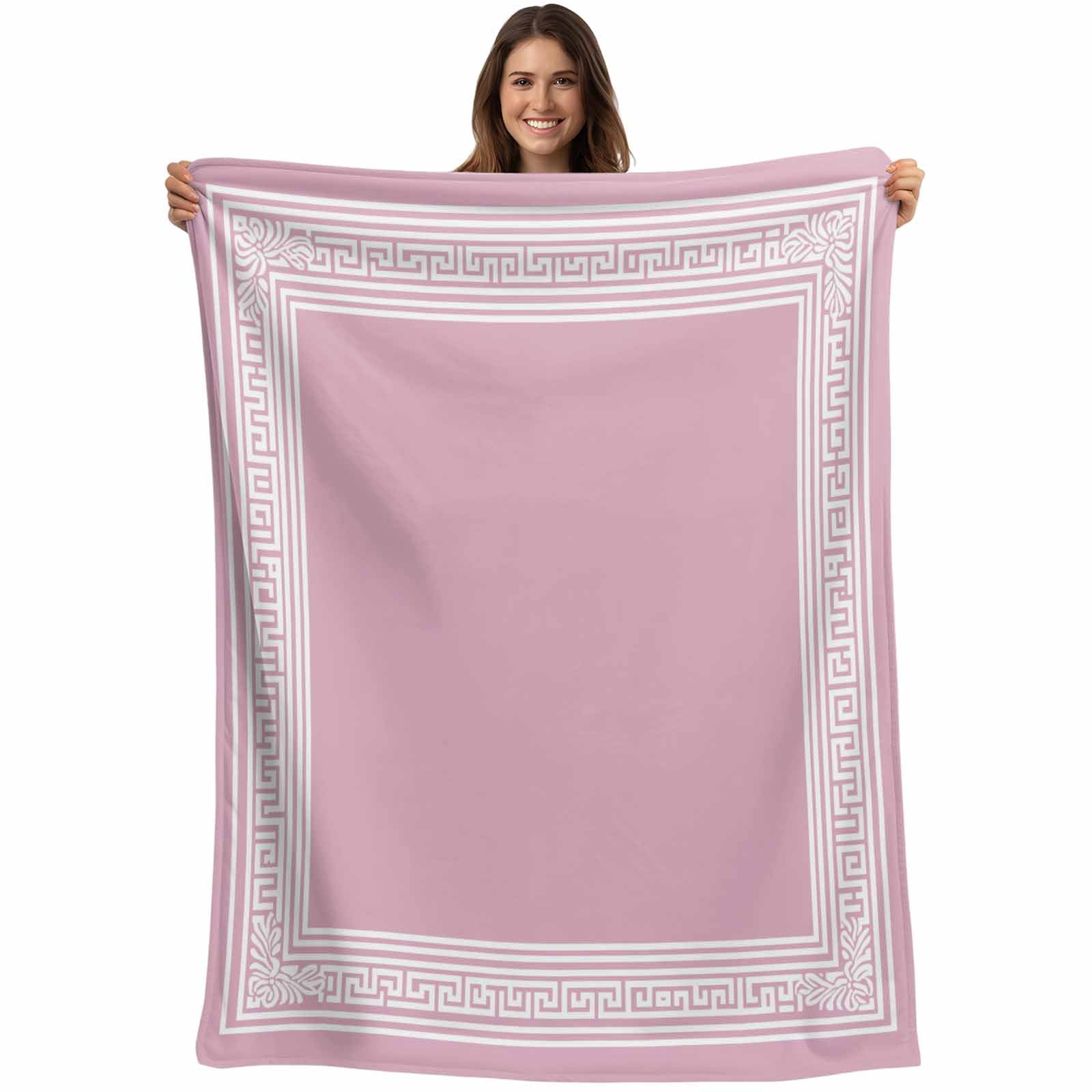 Throw Blanket Pink Key Design Blankets and Throws, Geometric Back Print ...