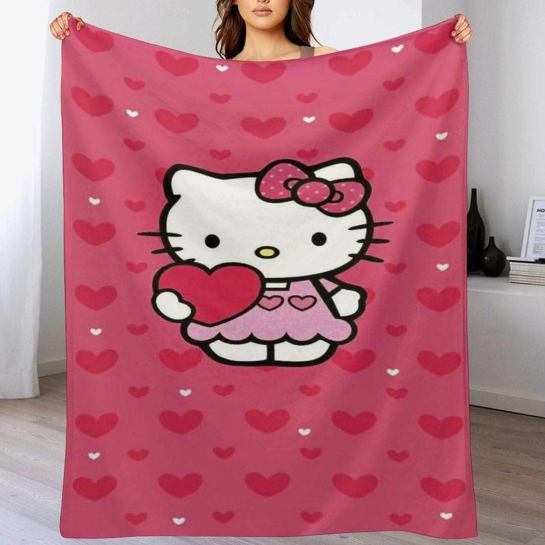 Throw Blanket Plush Fleece Soft Lightweight Large 50*60in" Cute Ki-tty ...