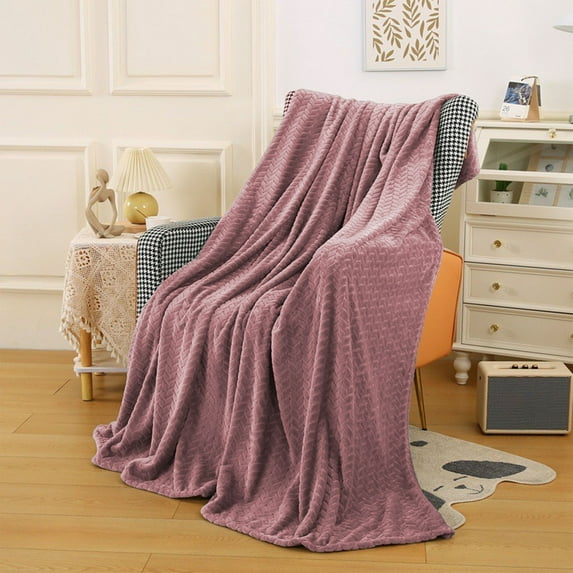 Throw Blanket, Super Soft Warm Solid Color Thicken Flannel Blankets ...