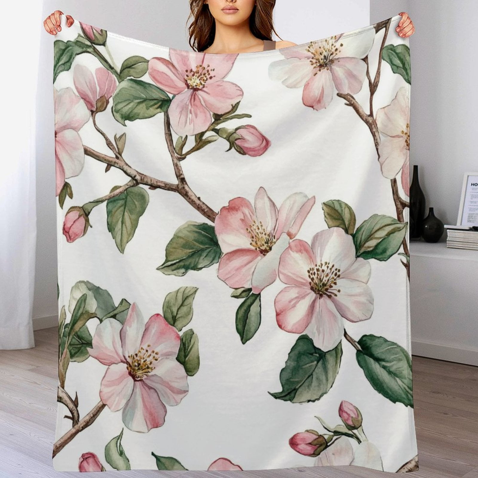 Throw Blanket Watercolor Floral Home Décor Fuzzy Warm And Cozy Throws ...